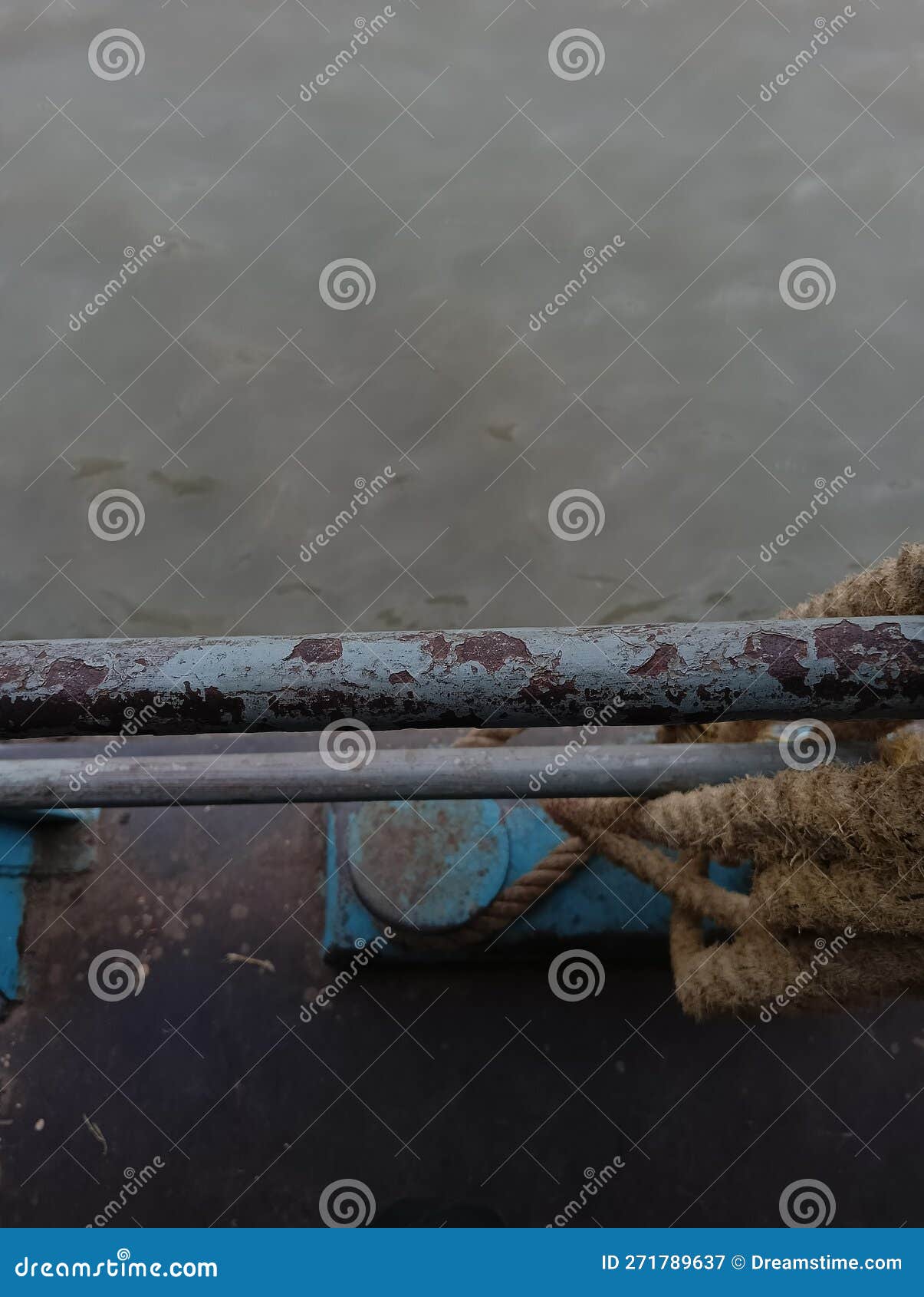Rusted Iron of Motor Ship with Rope and Water in Background Stock Image ...