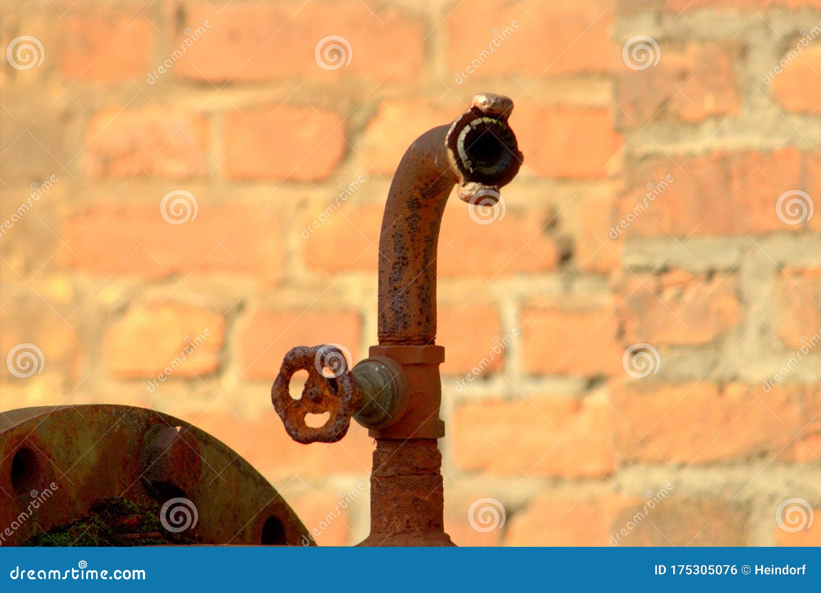 Rusted Iron Pipe with Shut-off Valve in an Old Factory Stock Photo ...