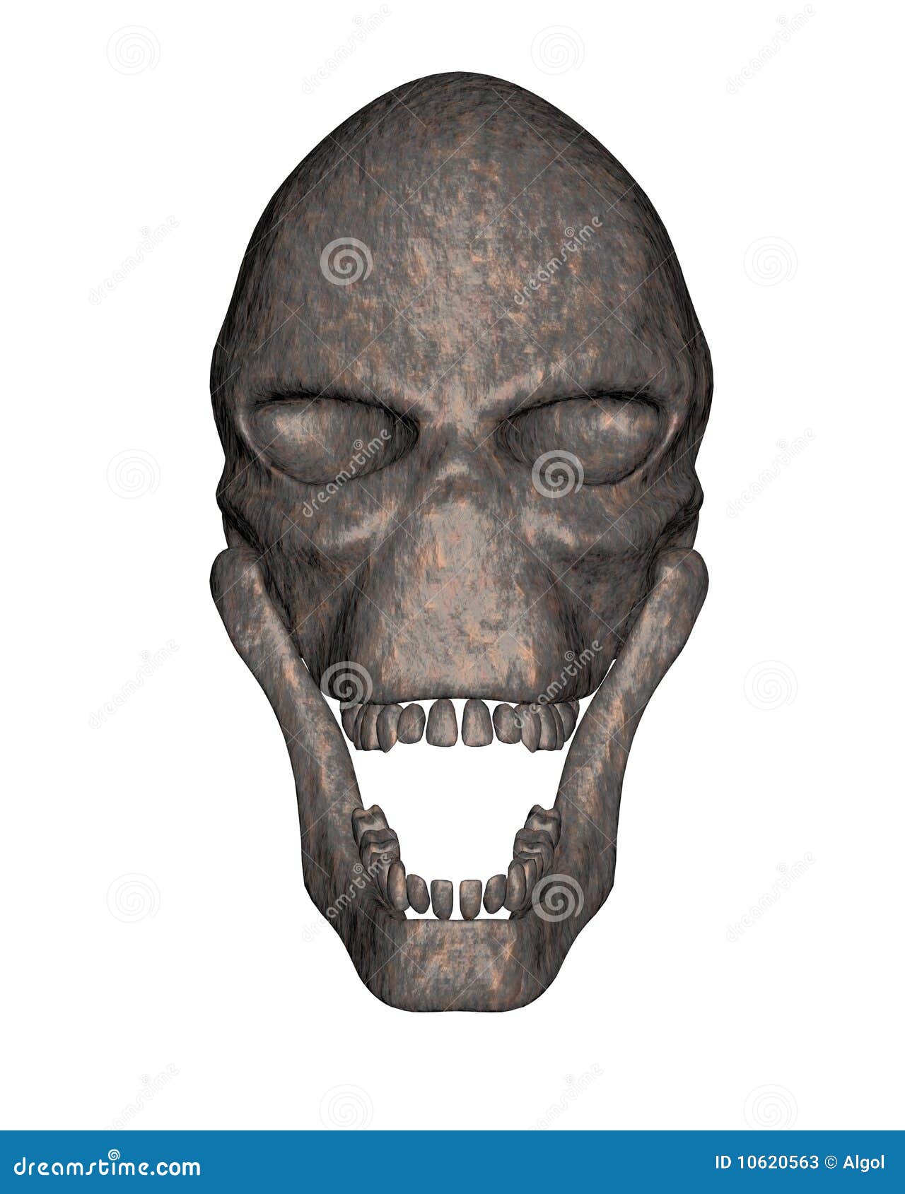 Rusted Metal Alien Skull - Front View Stock Illustration - Illustration ...