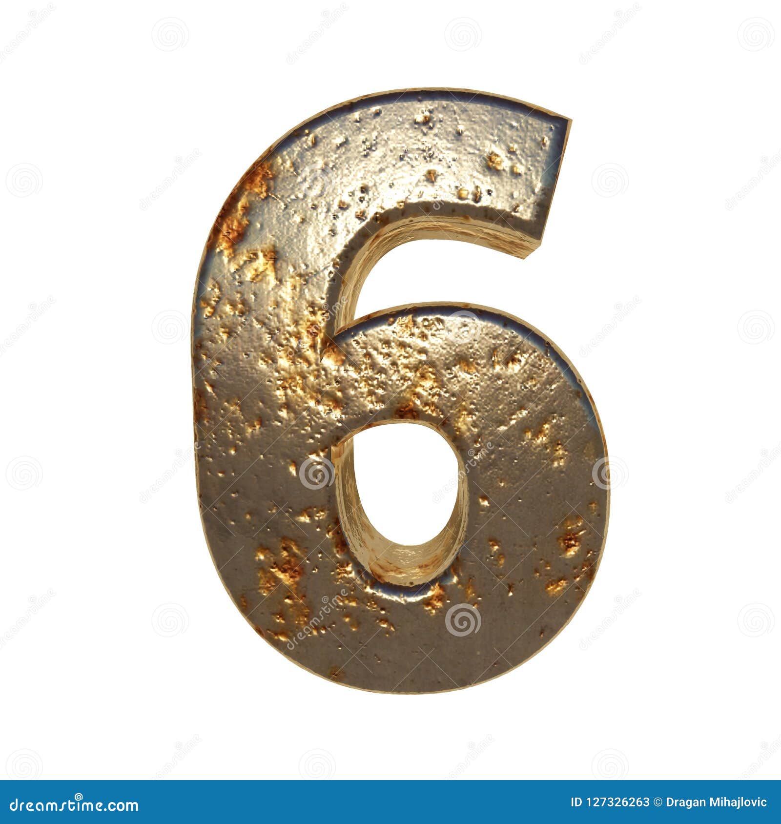 Rusted metal number 6 stock illustration. Illustration of decoration ...
