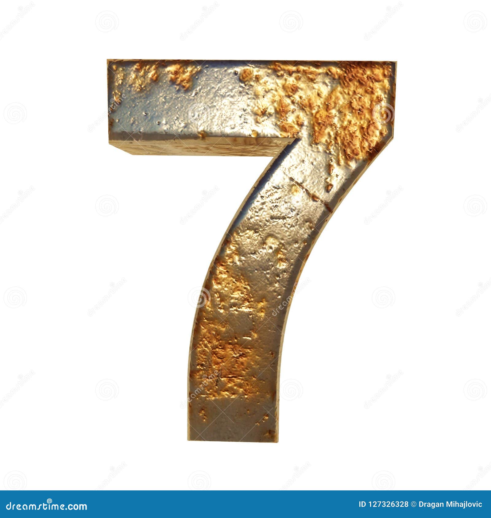 Rusted metal number 7 stock illustration. Illustration of plate - 127326328