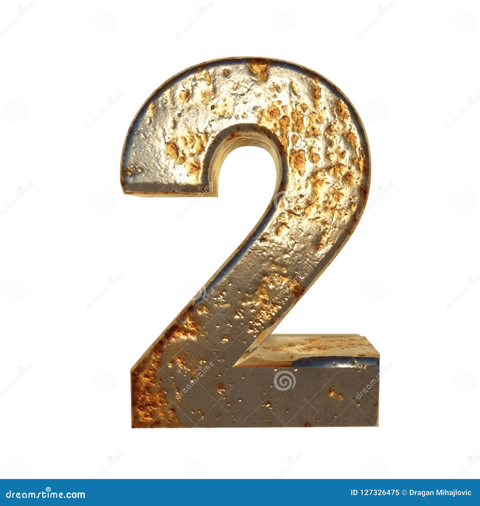 Rusted metal number 2 stock illustration. Illustration of metal - 127326475