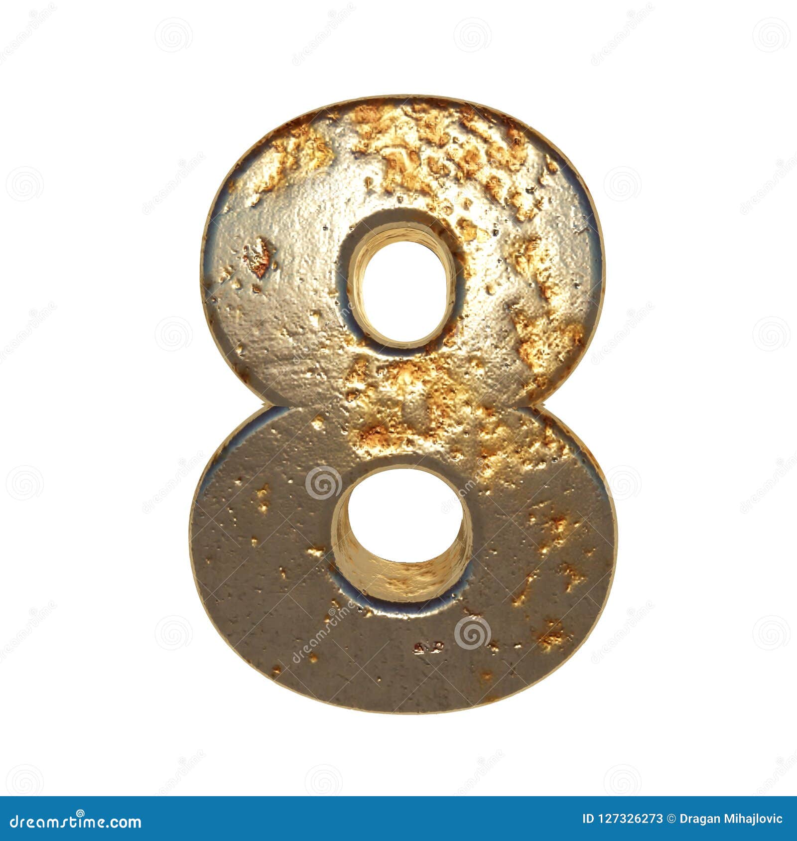 Rusted metal number 8 stock illustration. Illustration of plate - 127326273