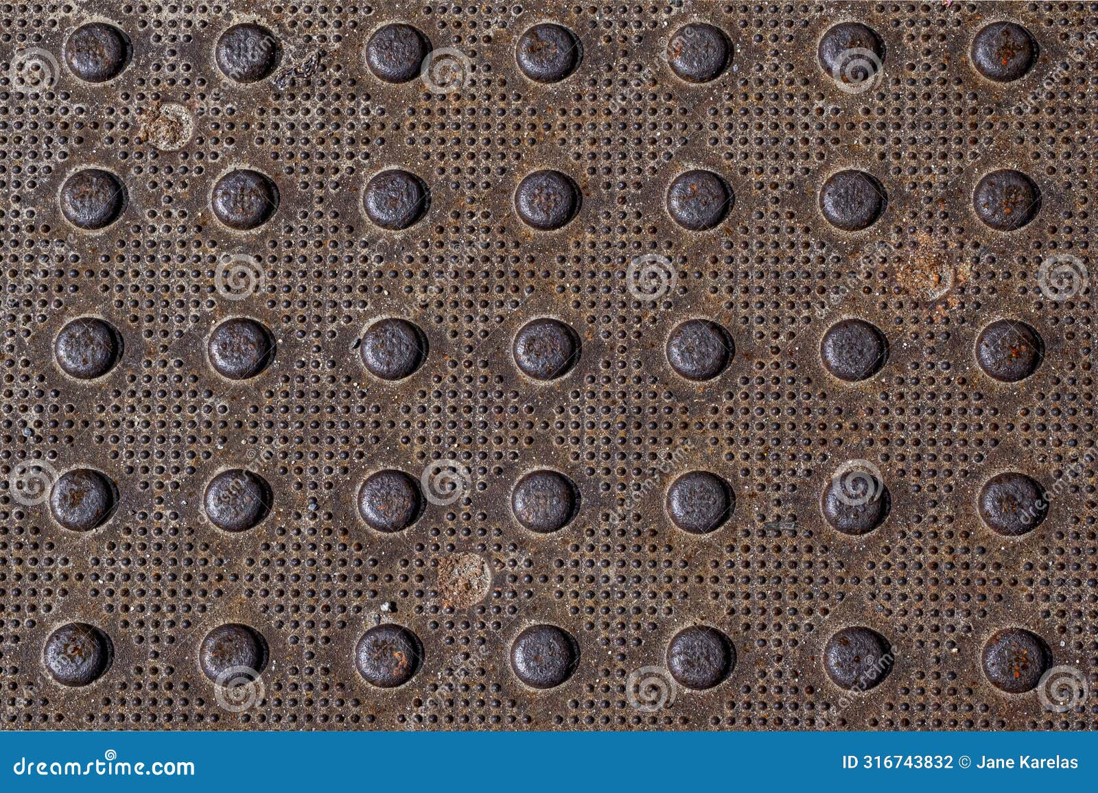 Rusted Metal Sewer Cover with Raised Dots Texture Stock Photo - Image ...