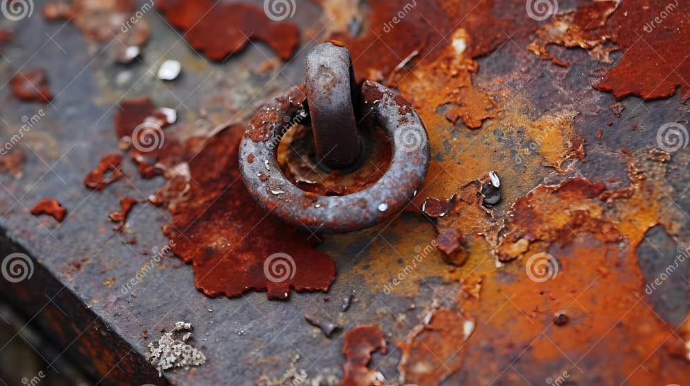 A Rusted Metal Surface with a Rusted Metal Ring on it S Side and a ...