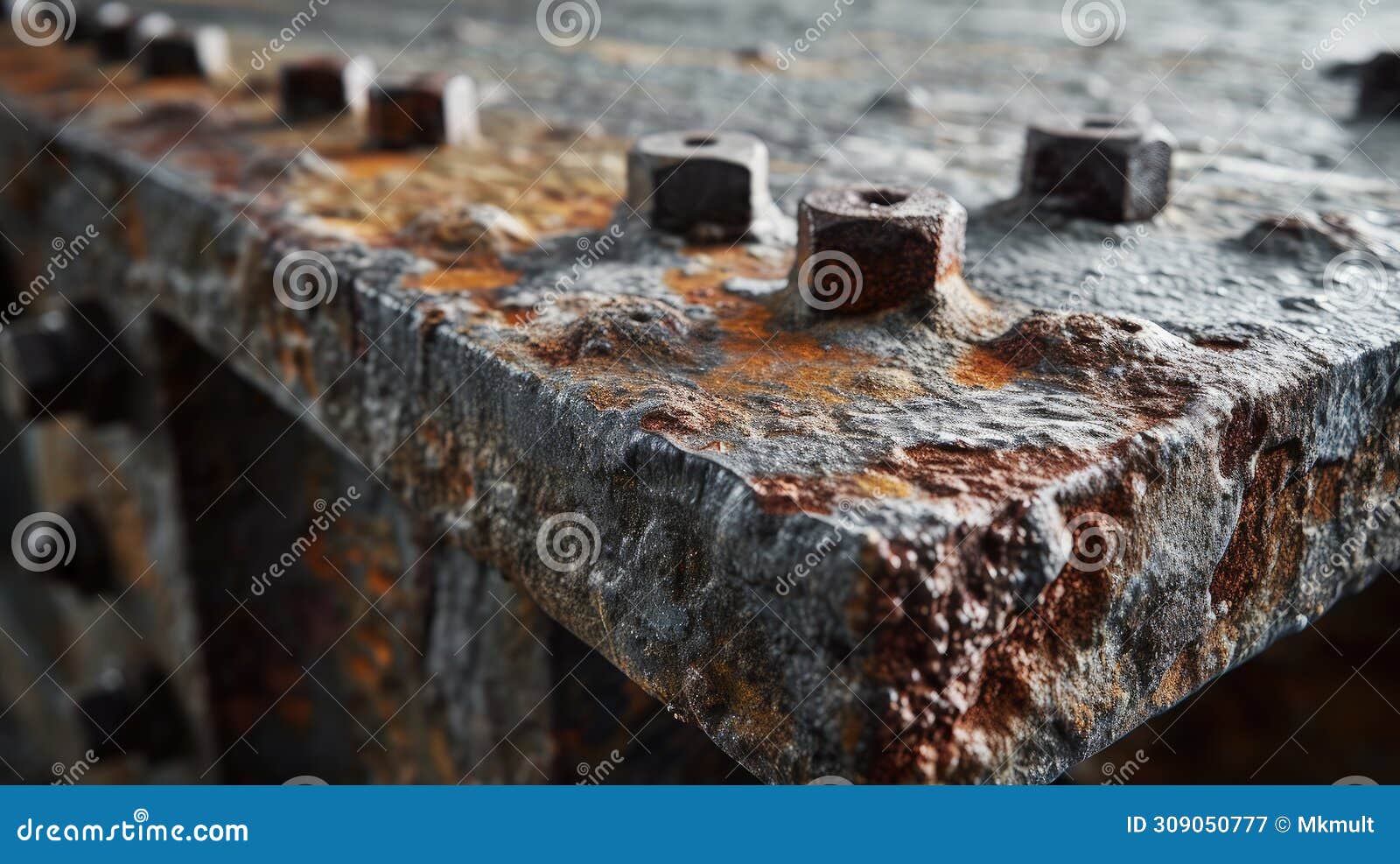 A Rusty Metal Table with Square Knobs Stock Image - Image of rusty ...