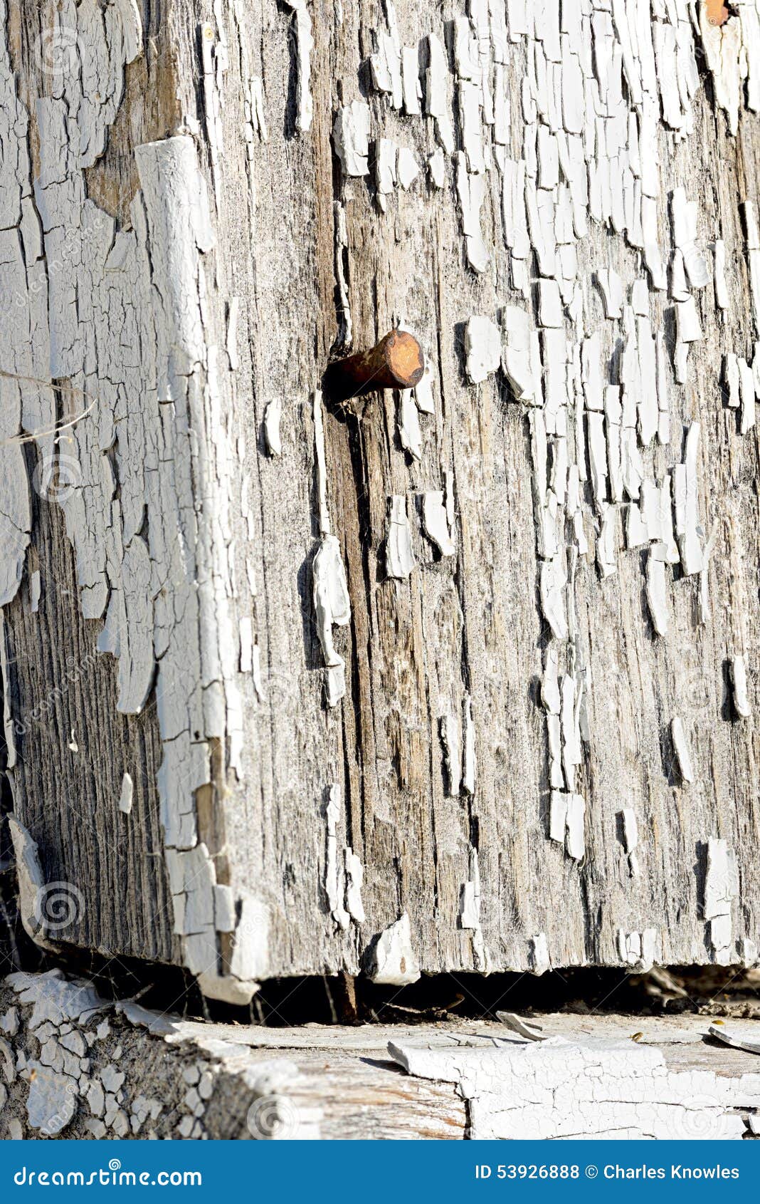 Rusted Nail in a Painted Post Peeling Stock Photo - Image of abandon ...