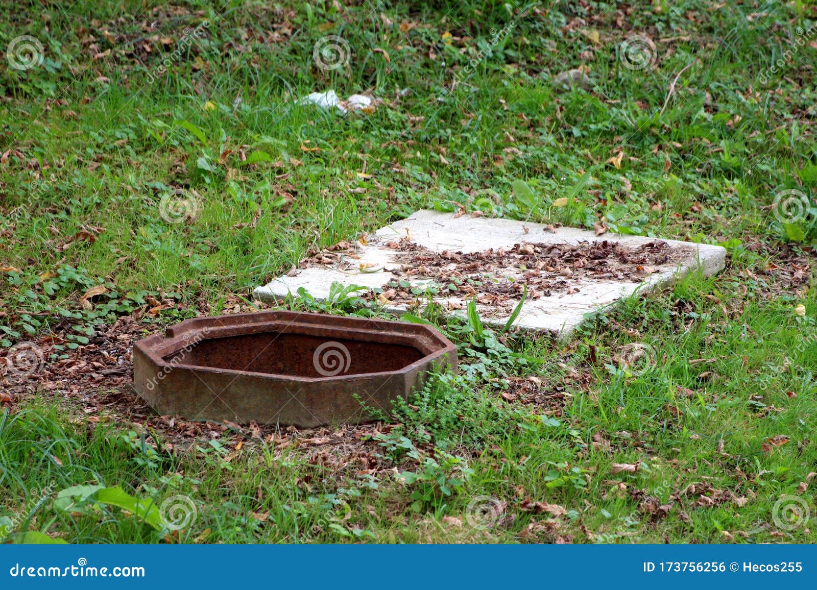 Rusted Old Completely Open Rectangular Metal Manhole without Manhole ...