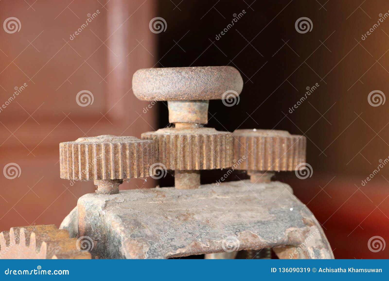 Rusted Cogs And Gears On An Old Broken Industrial Machine Stock ...