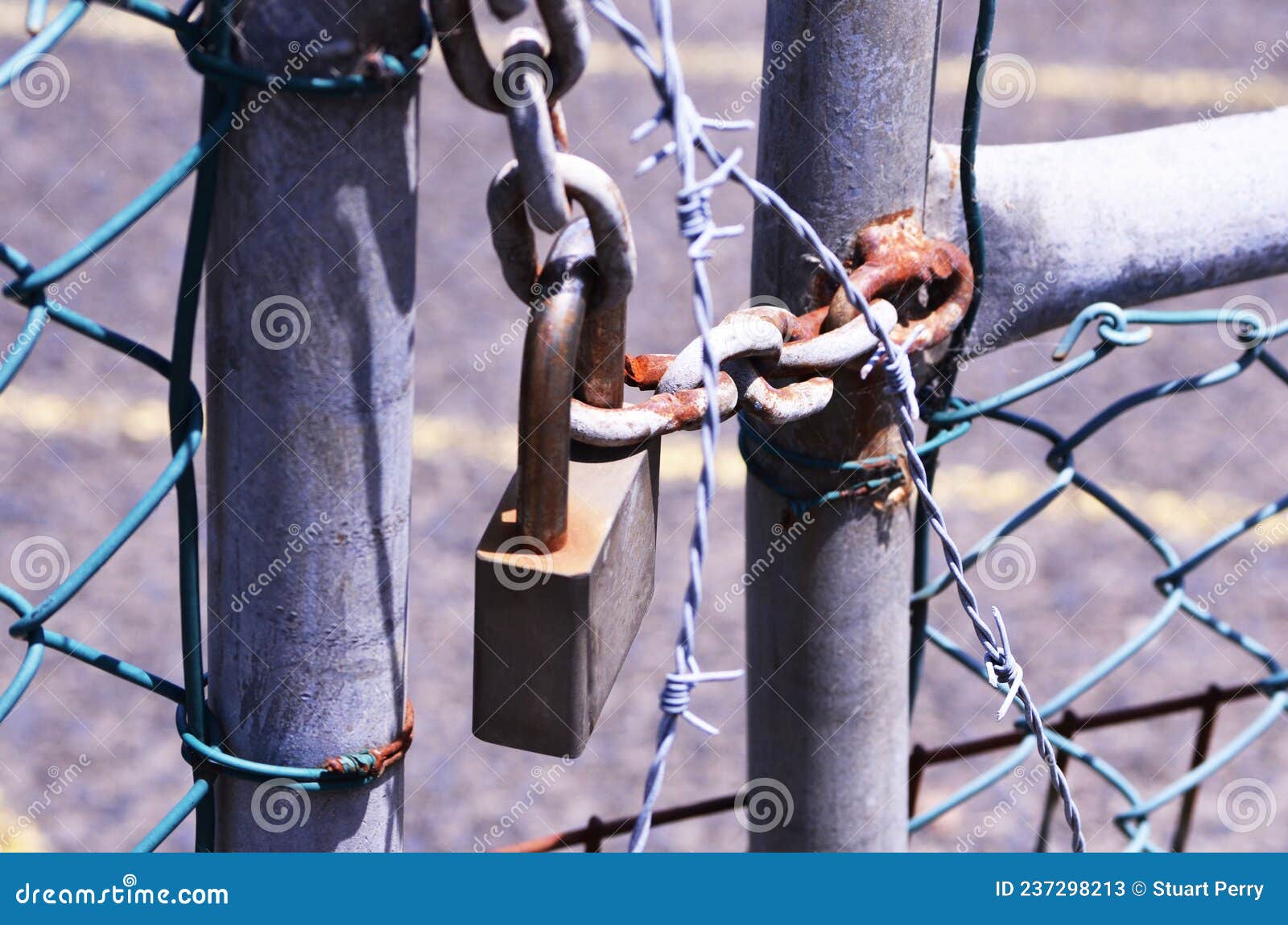 Rusted Padlock on Metal Gate Stock Image - Image of restrict, security ...