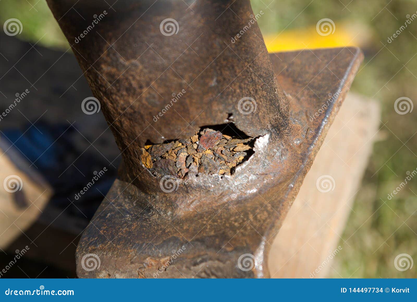Hole In Rusted Metal On Broken Playground Structure Stock Photo ...