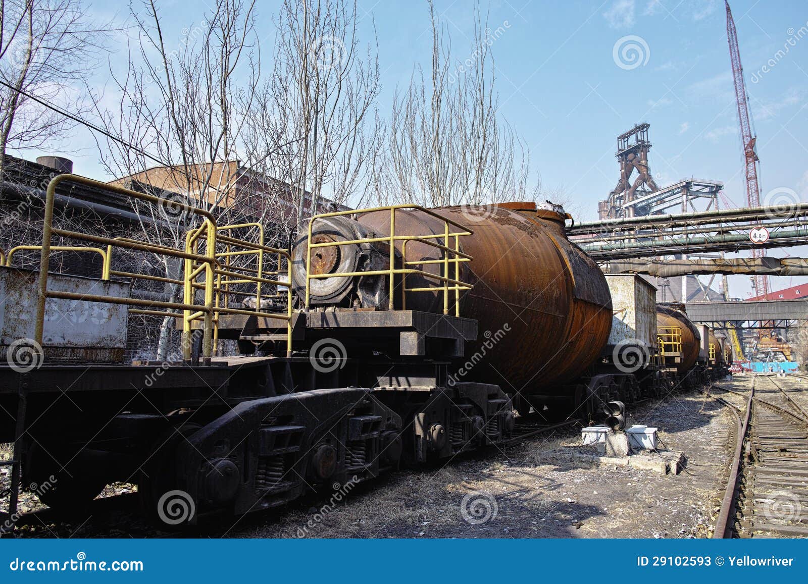 Rusted Rail Vehicle in Abandoned Steel Works Stock Image - Image of ...