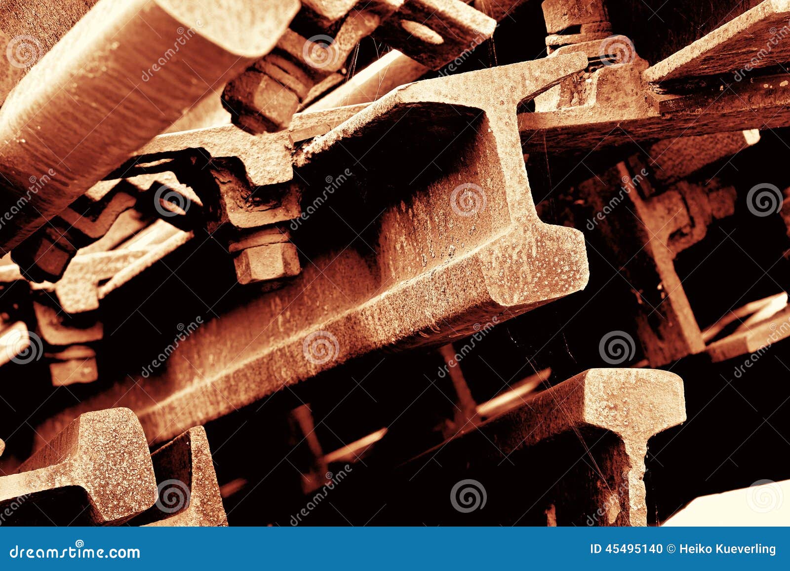 Rusted Railroad Wood And Metal Track Background Texture Stock Photo ...