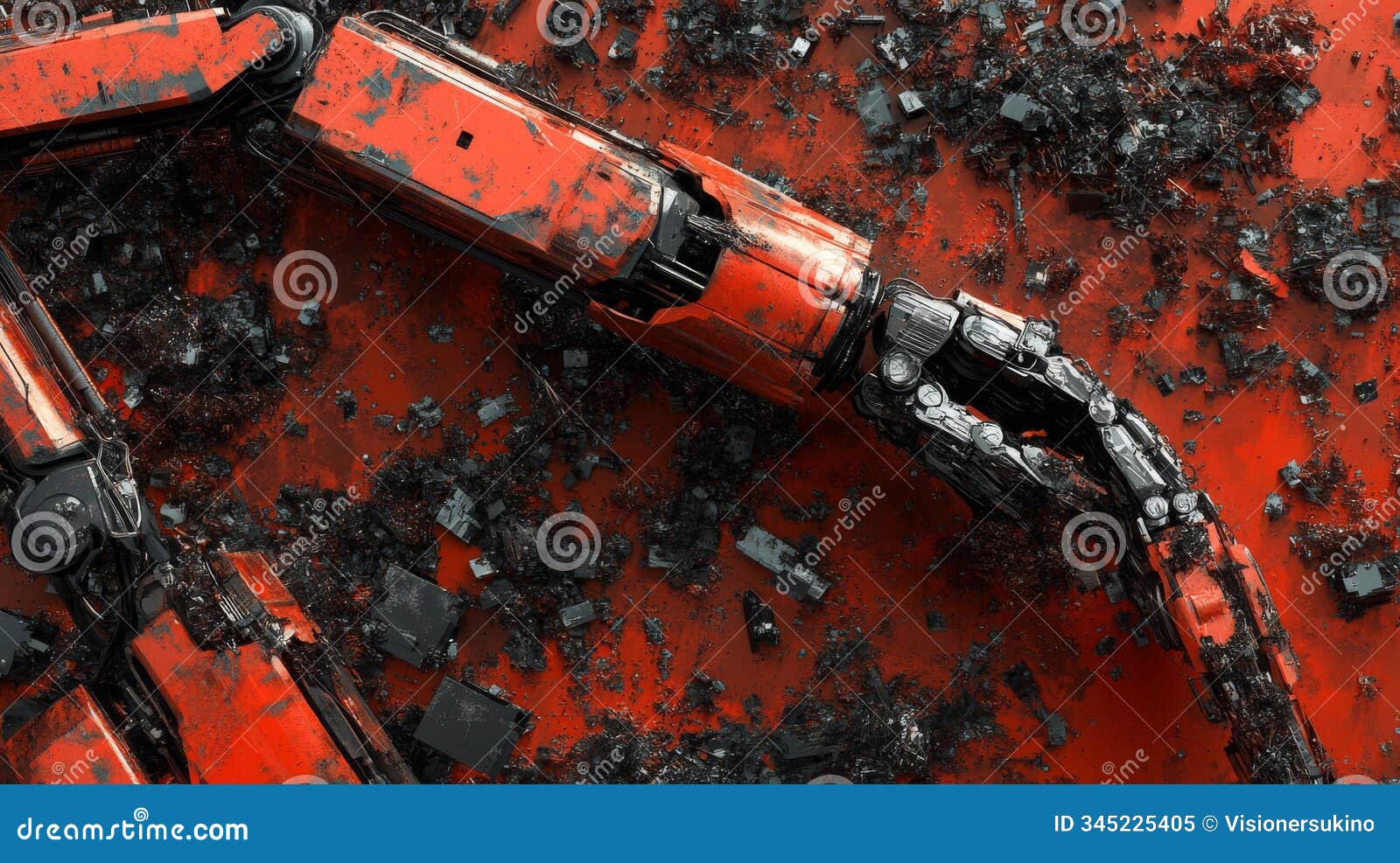 Rusted Robotic Arm on a Crumbling Red Surface Stock Image - Image of ...