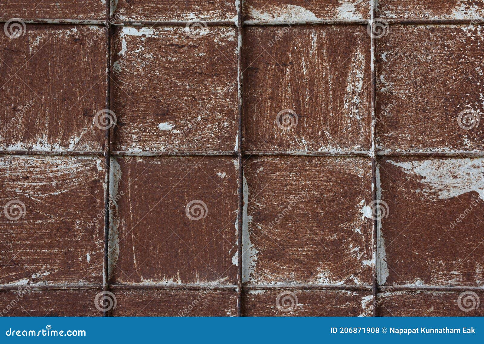 Rusted Sheet Metal Texture With Wire Mesh In Square Shape Stock ...