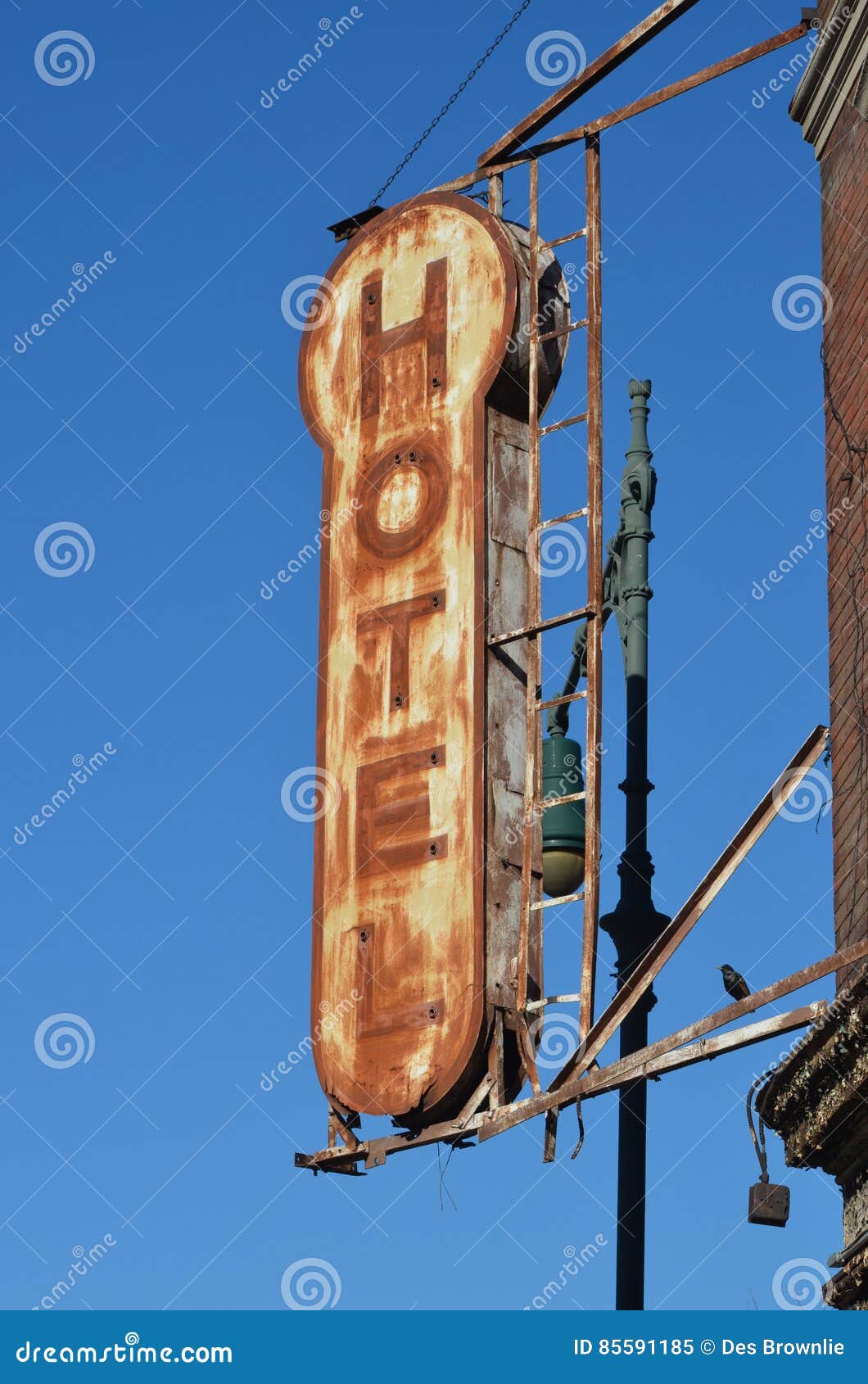 Rusted sign stock image. Image of hotel, entrance, sign - 85591185
