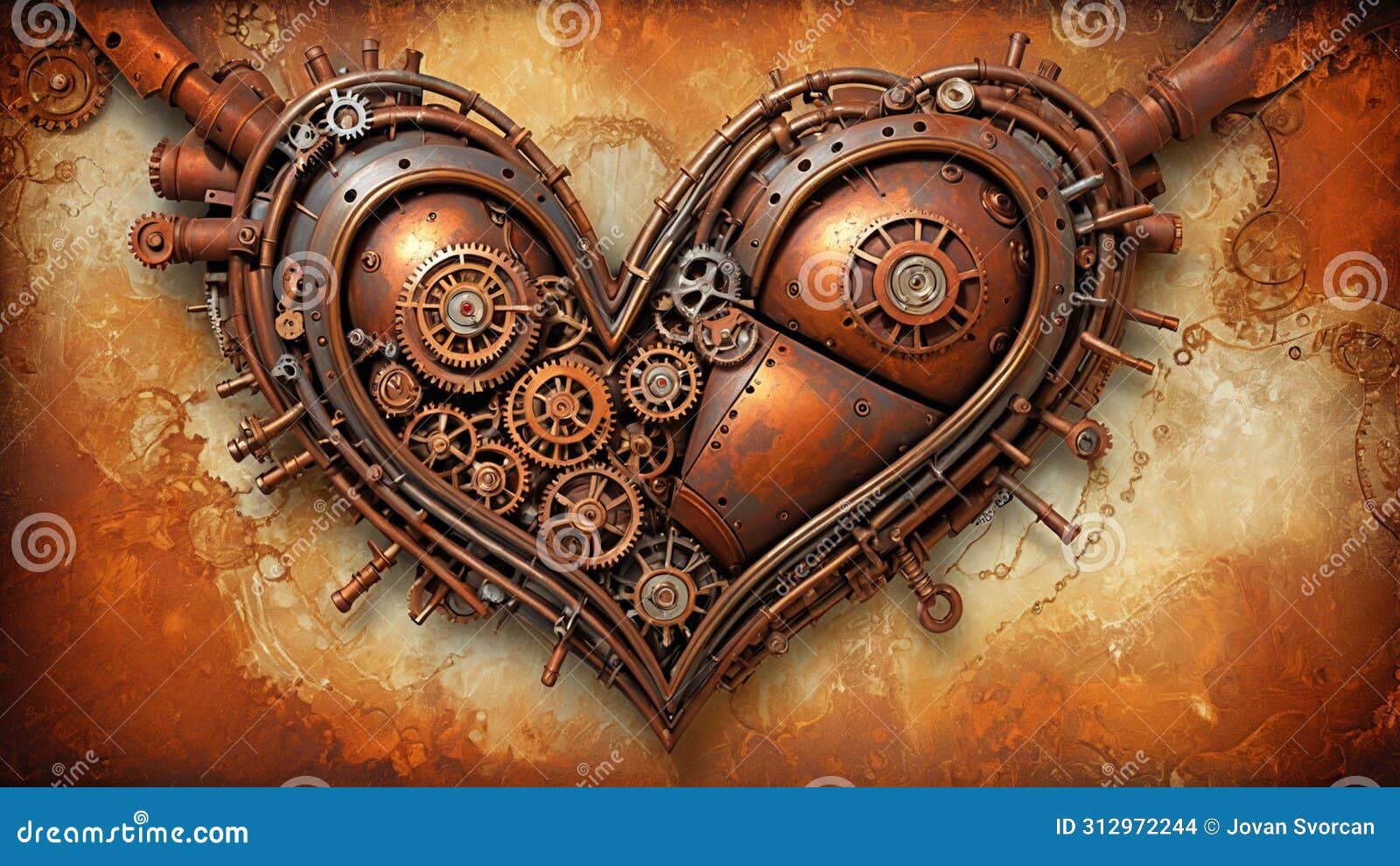 Rusted Steampunk Heart Illustration Stock Illustration - Illustration ...