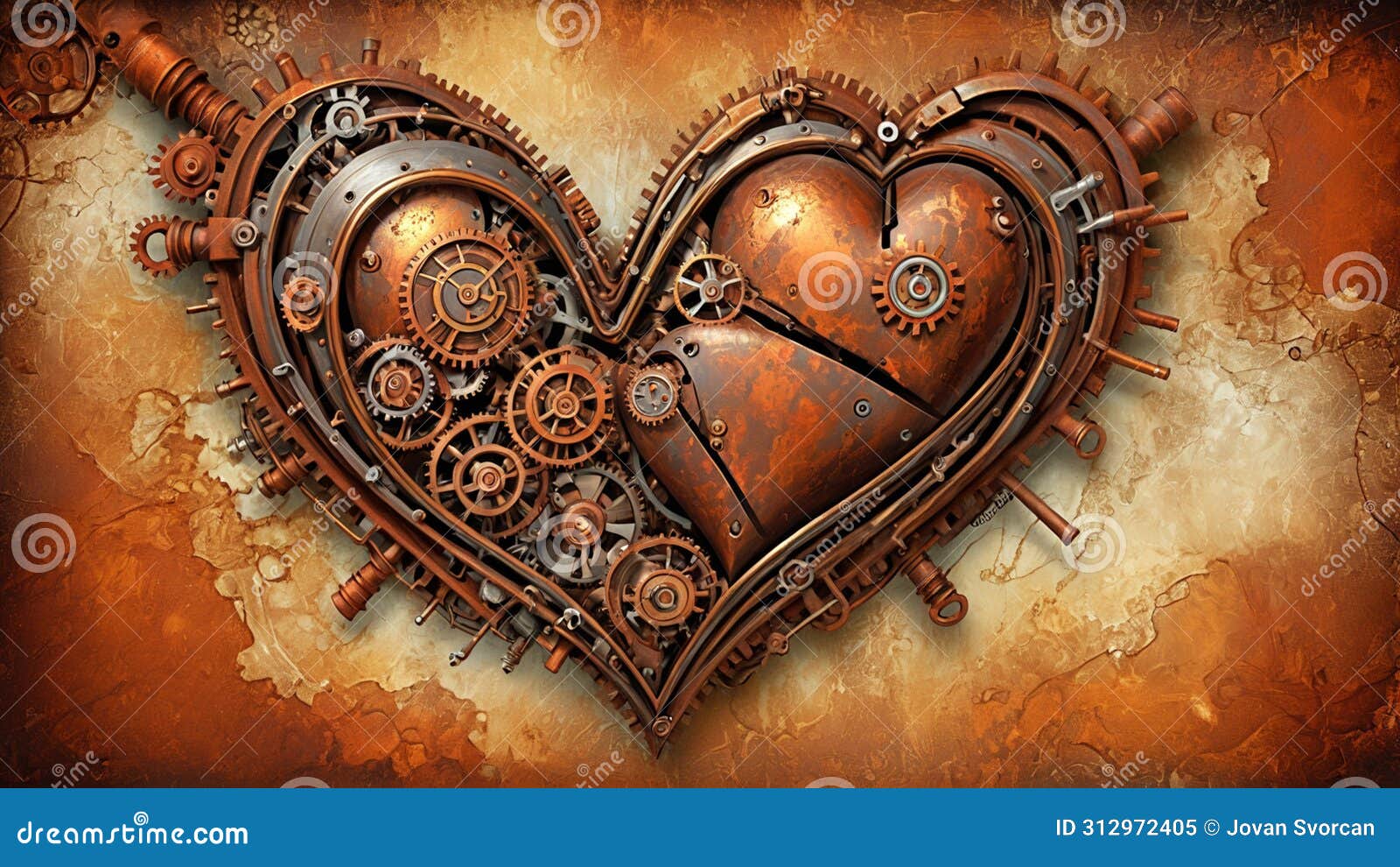 Rusted Steampunk Heart Illustration Stock Illustration - Illustration ...
