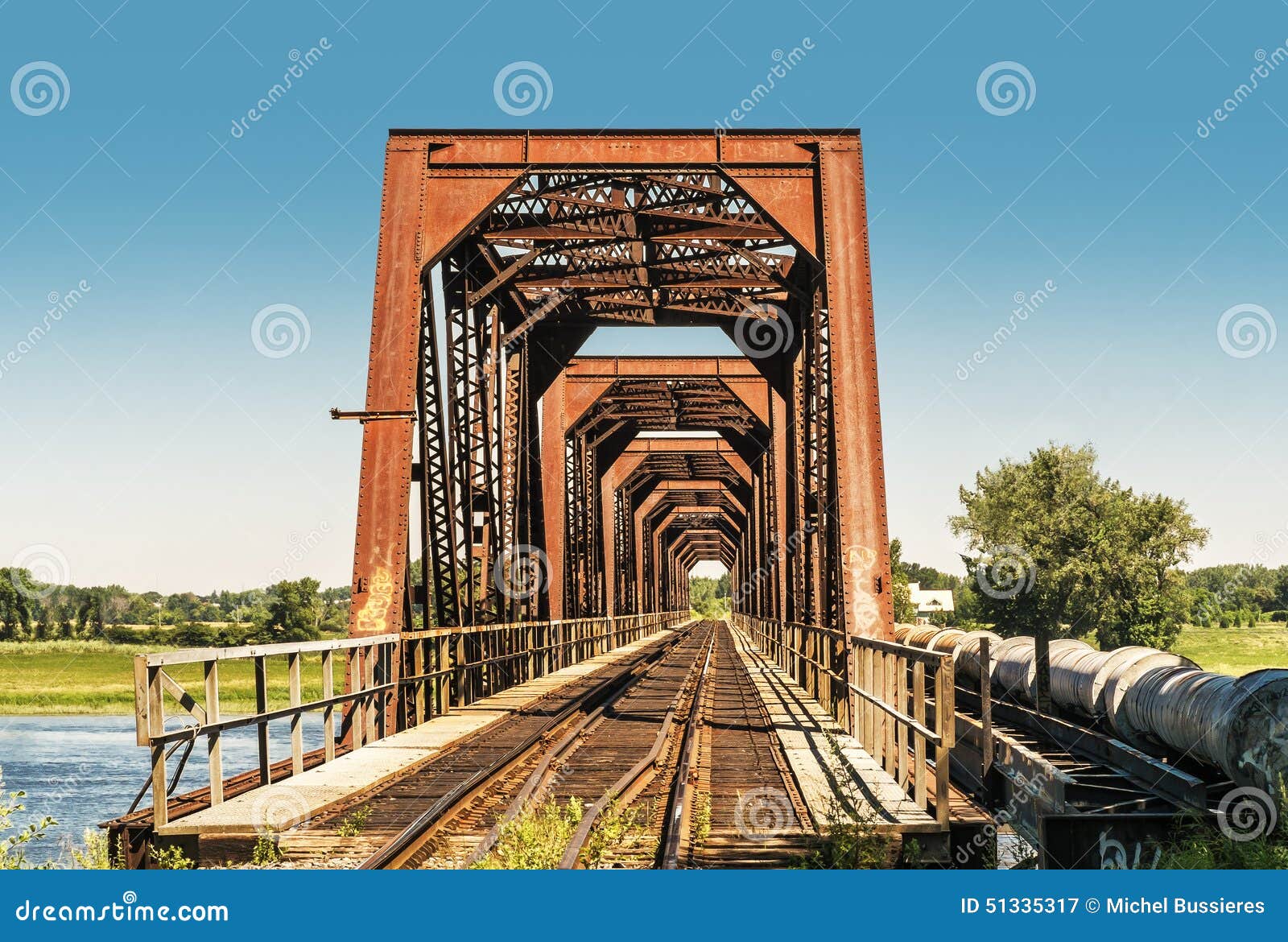 Rusted Steel bridge stock image. Image of tree, steel - 51335317