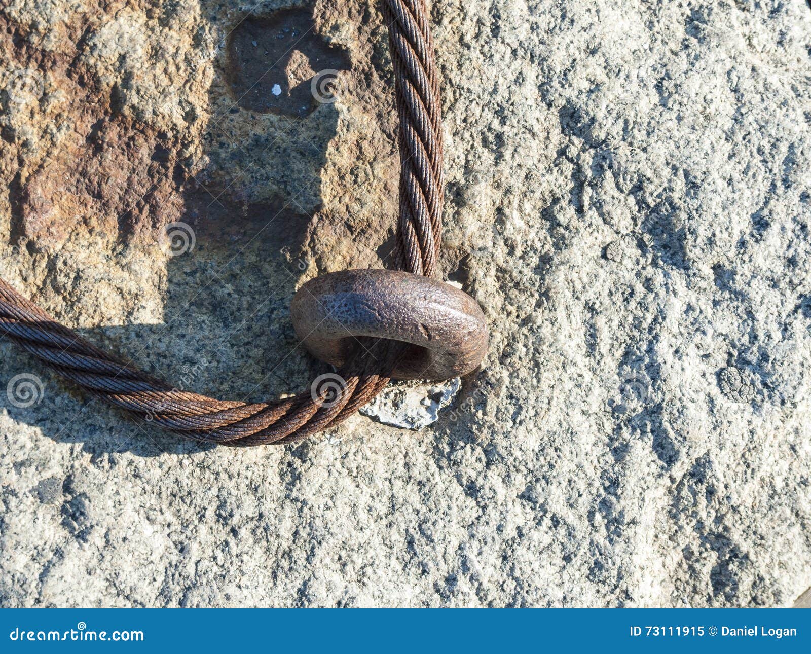 Rusted Steel Cable through Eye Bolt Stock Image - Image of waterfront ...