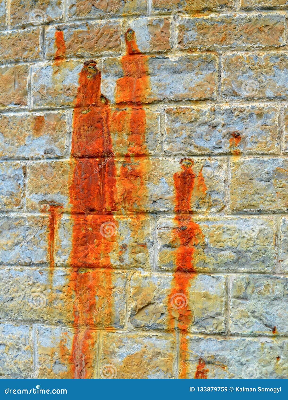 Rusted Stone Wall with Orange Patches Stock Image - Image of design ...