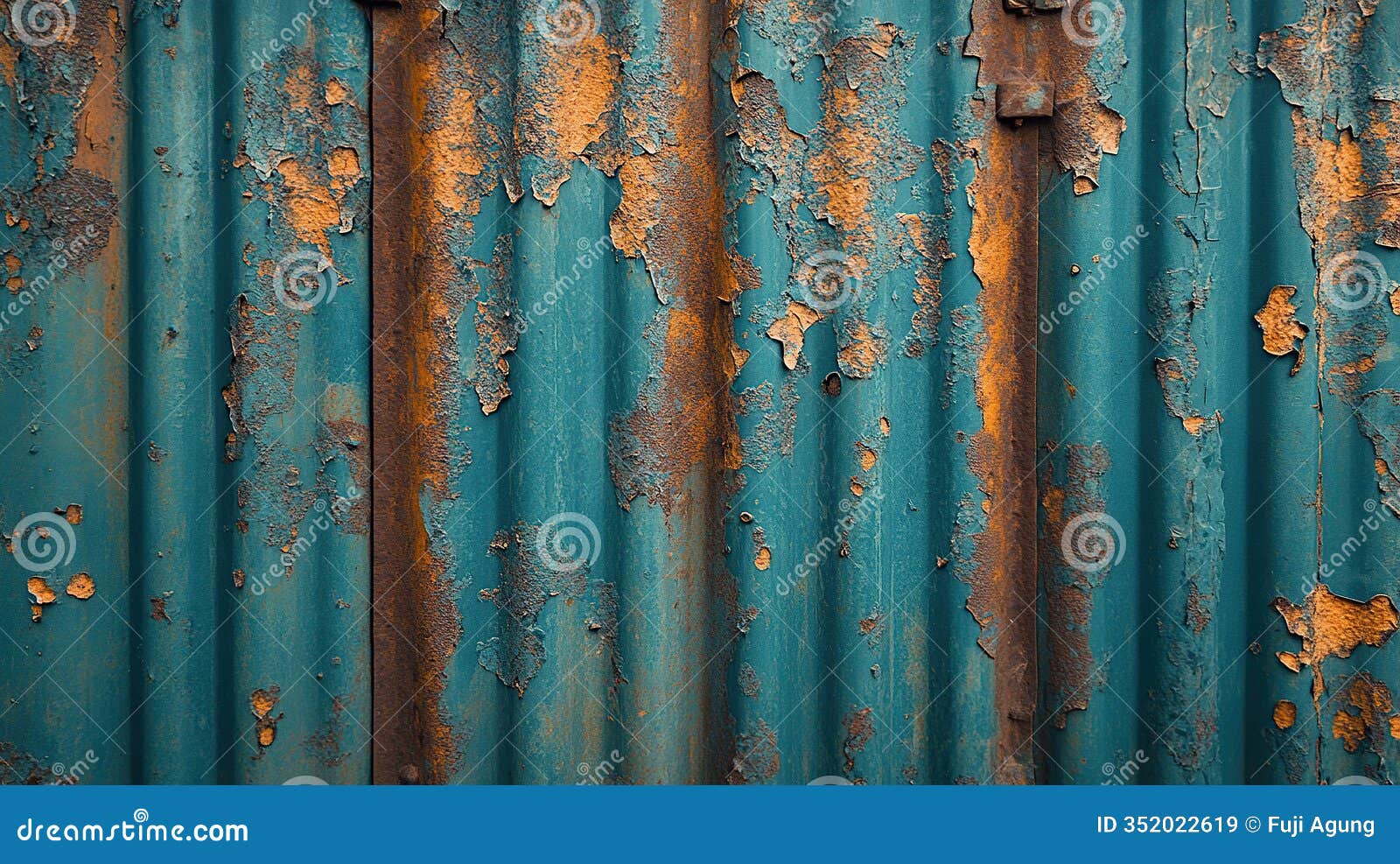 Rusted Teal Corrugated Metal Sheet with Peeling Paint Showing Rust and ...
