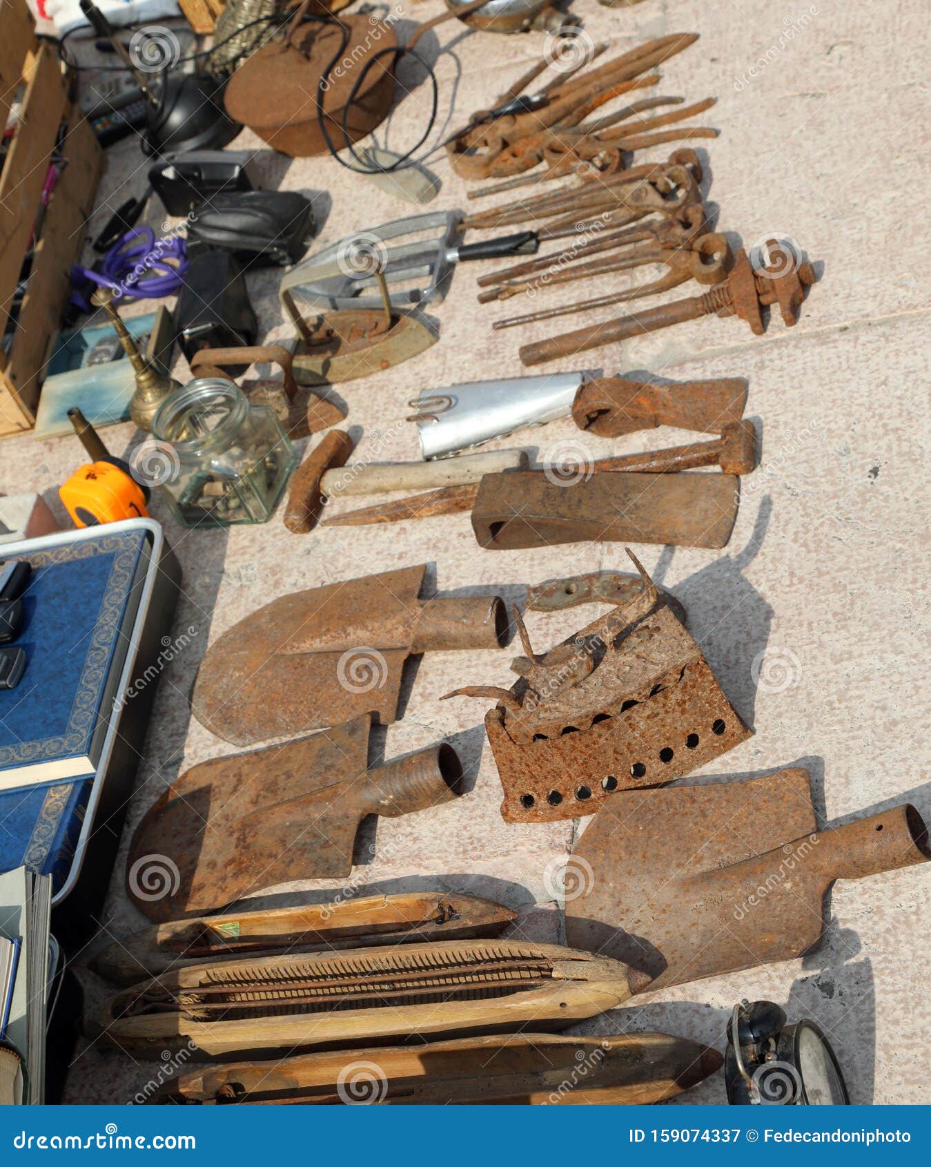 Rusted Tools and Objects for Sale at Flea Market Stock Image - Image of ...