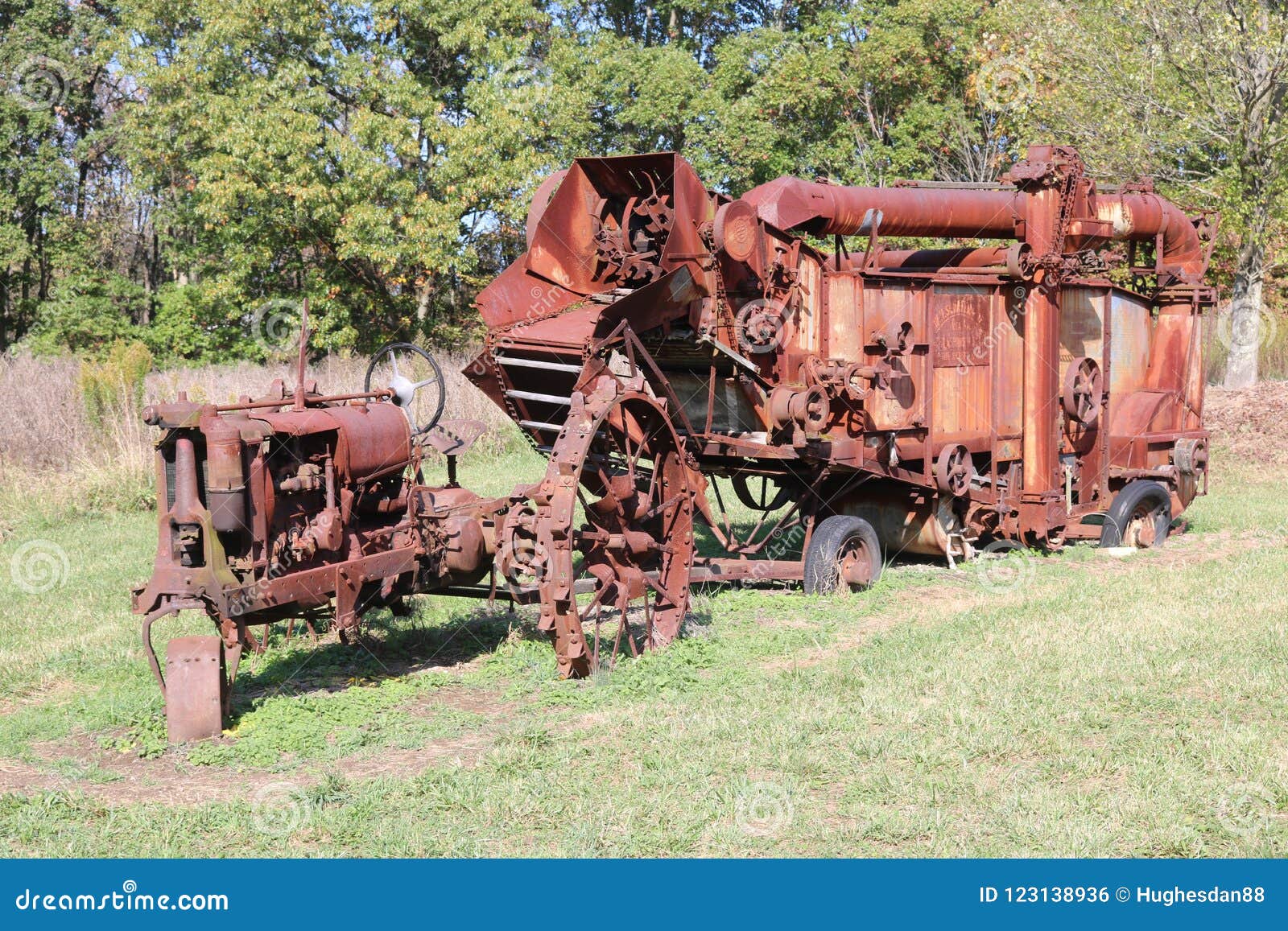 Rusted Tractor and Harvester Stock Photo - Image of gear, machine ...