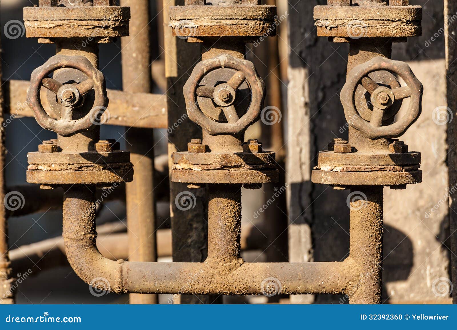 Rusted valves and pipes stock photo. Image of factory - 32392360