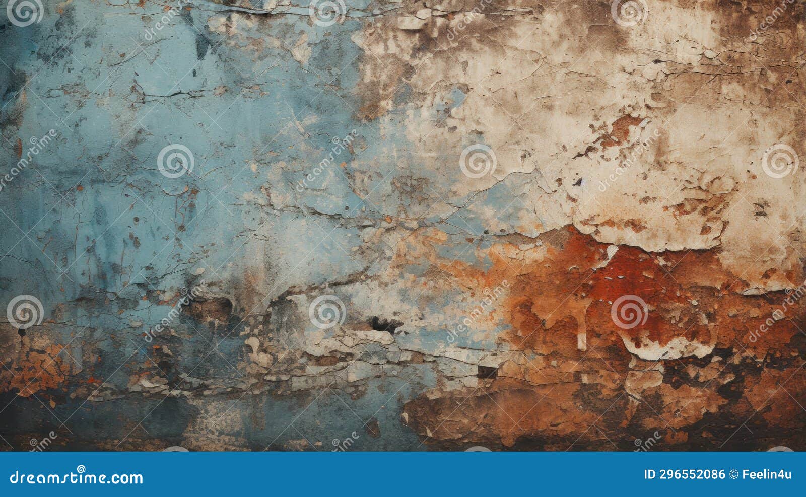 A Rusted Wall with Blue and Brown Paint Stock Illustration ...