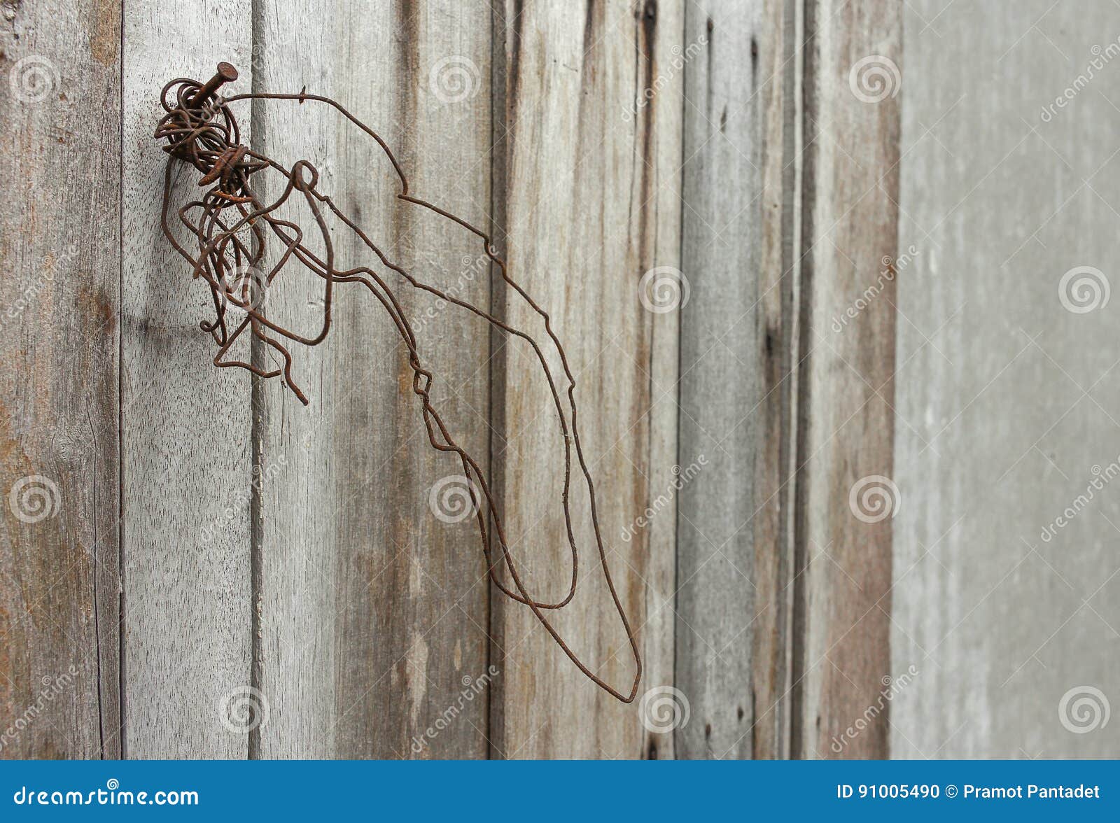 Rusted Wire on the Old Wooden Texture Stock Photo - Image of metal ...