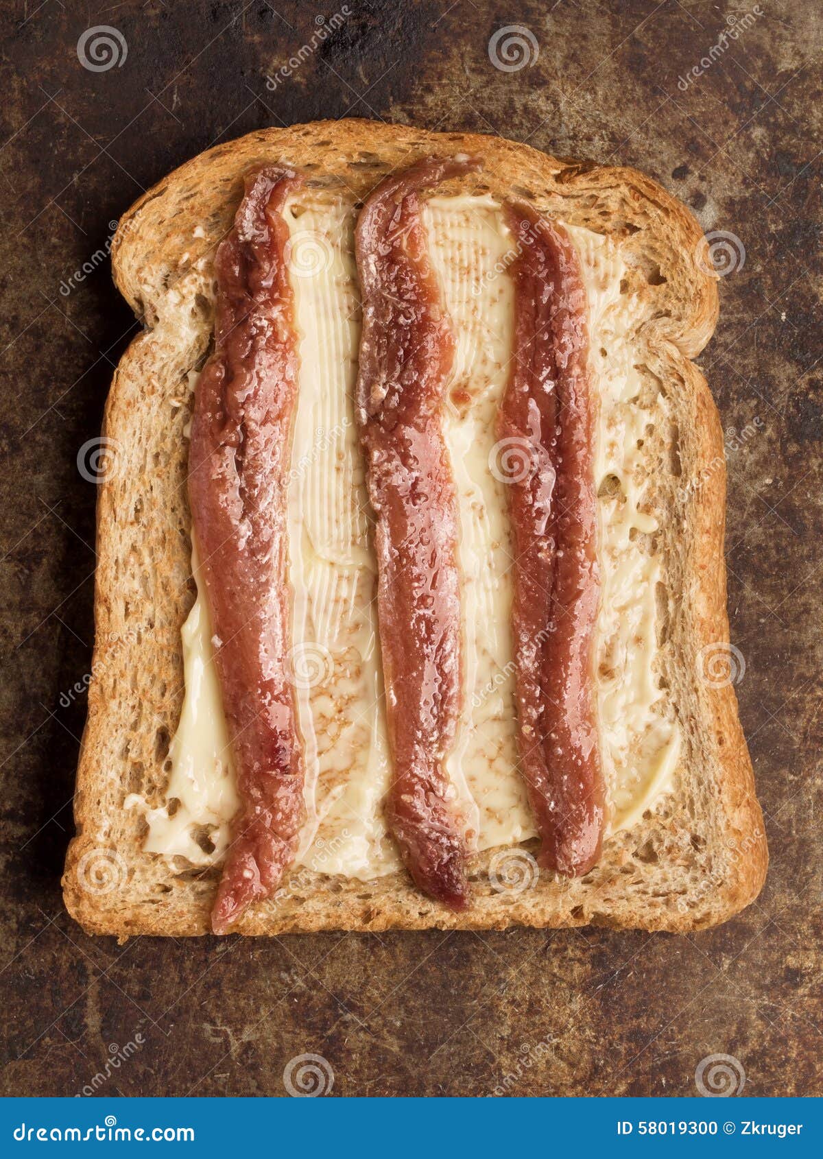 Rustic anchovy toast stock photo. Image of carbohydrates - 58019300