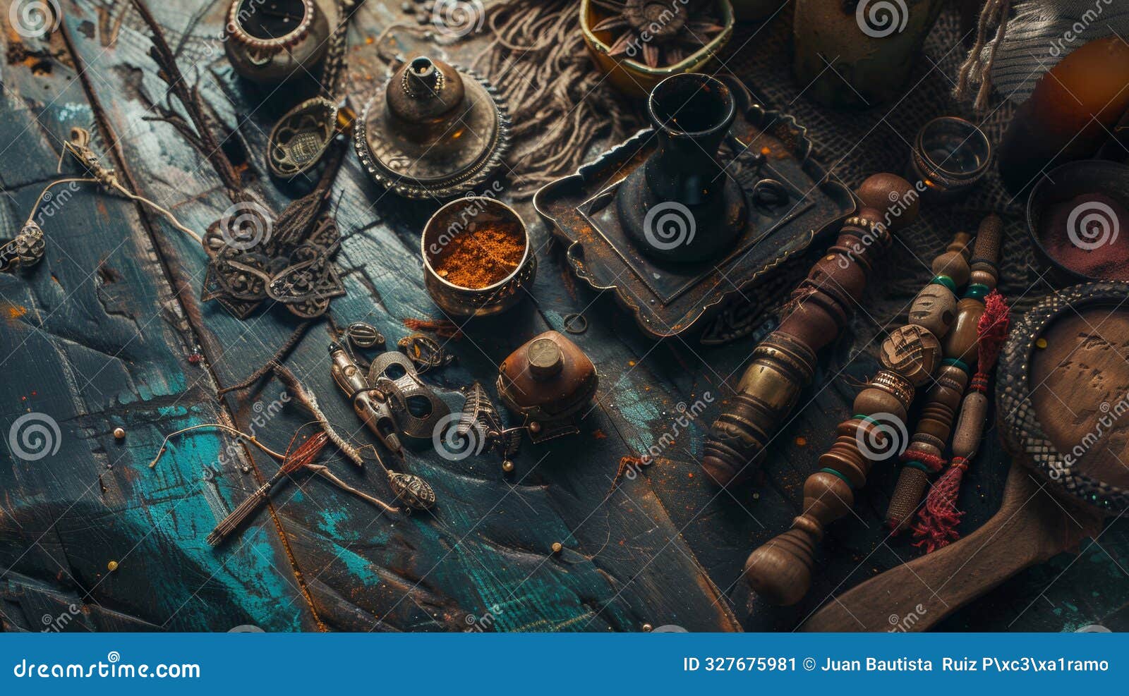 Rustic Antique Objects on Weathered Wood Stock Image - Image of ...