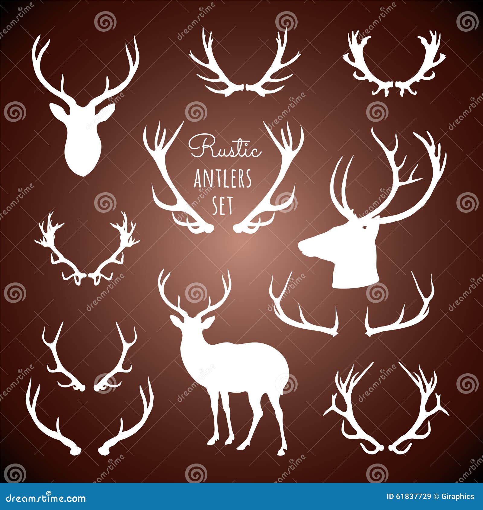 Rustic Antlers Set stock vector. Illustration of clipart - 61837729