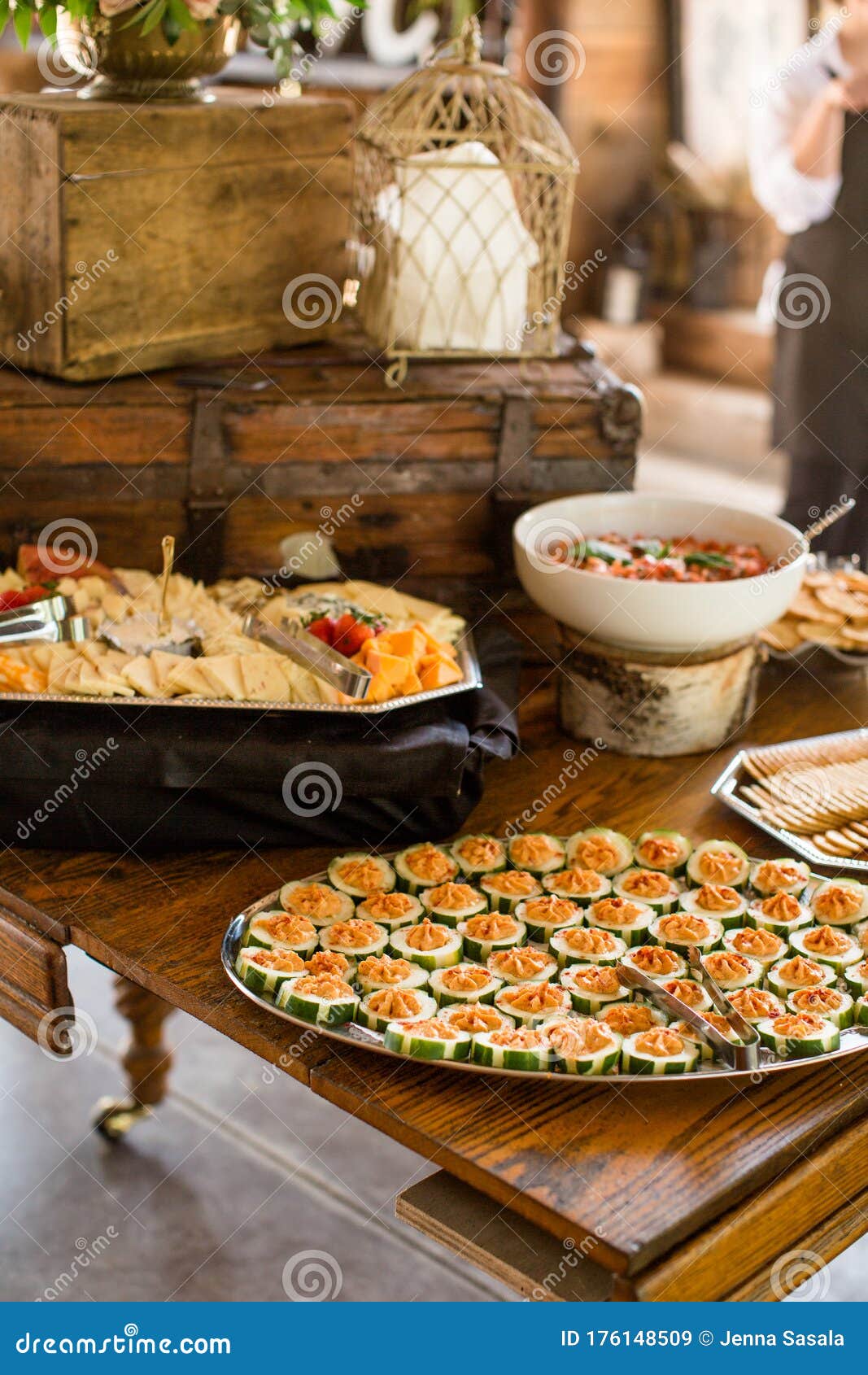 Rustic Appetizer Display with Cheese, Bread, and Crackers Stock Image ...