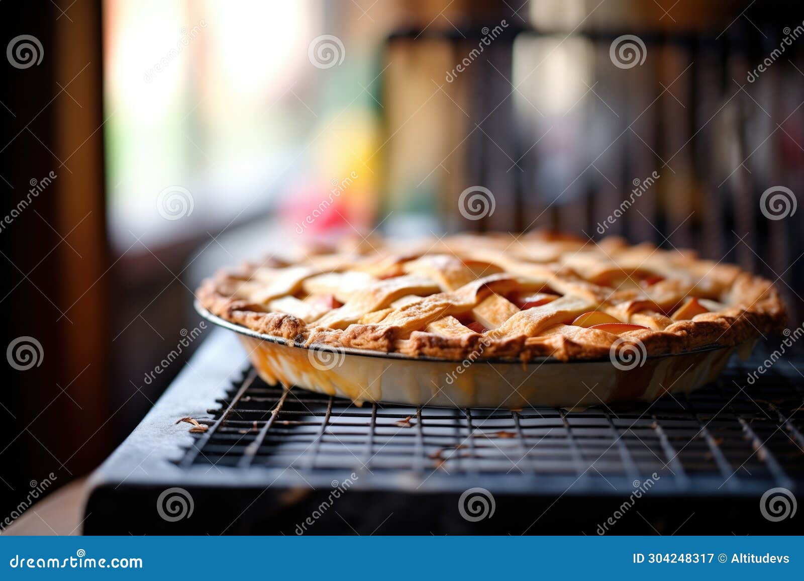 Rustic Apple Pie With A Flaky Crust, Cooling On A Rack Royalty-Free ...