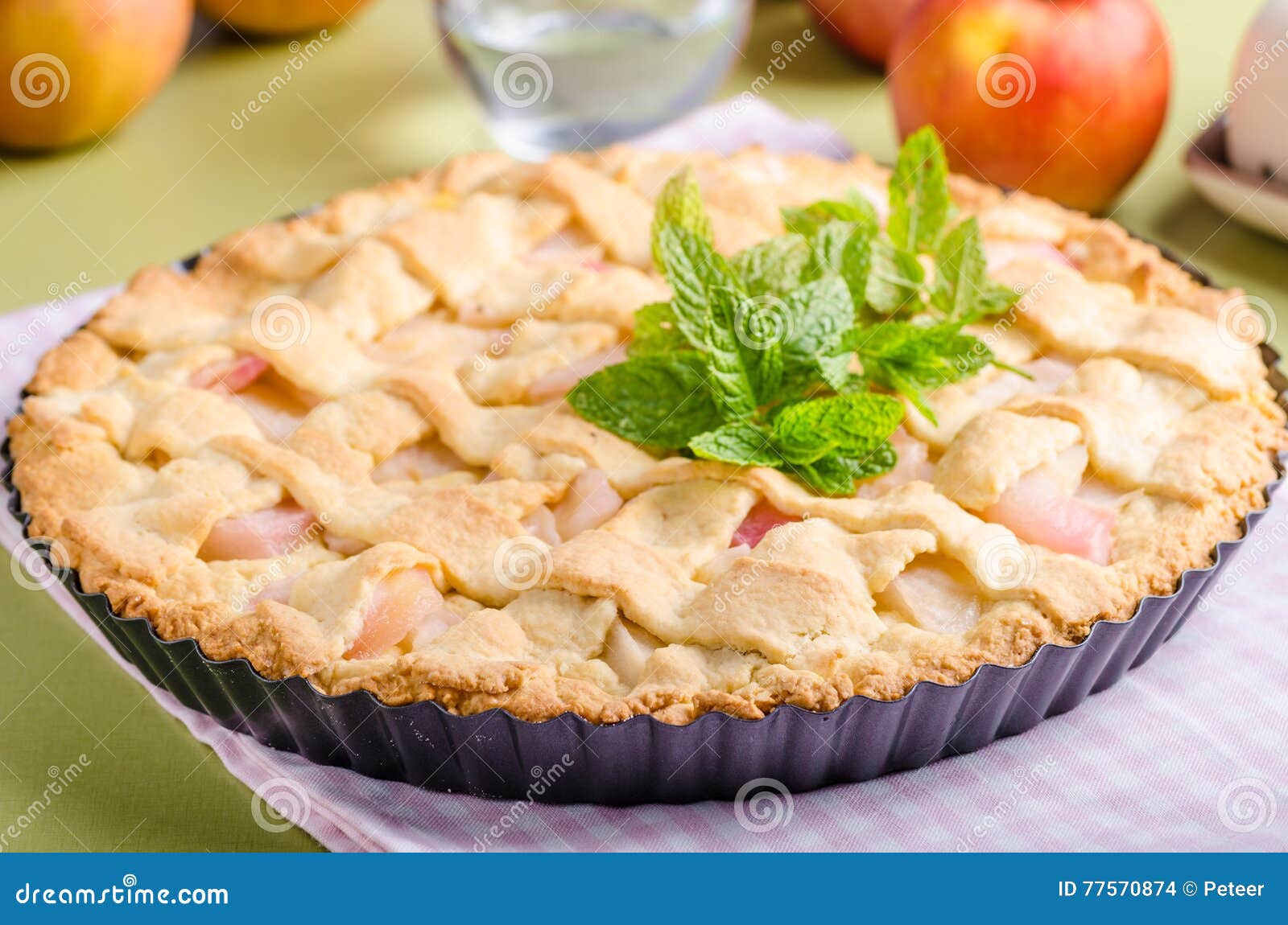 Rustic apple pie stock photo. Image of herbs, baked, piece - 77570874