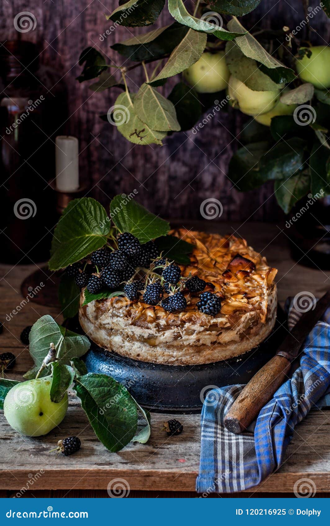 Rustic Apple Pie stock image. Image of leaf, golden - 120216925