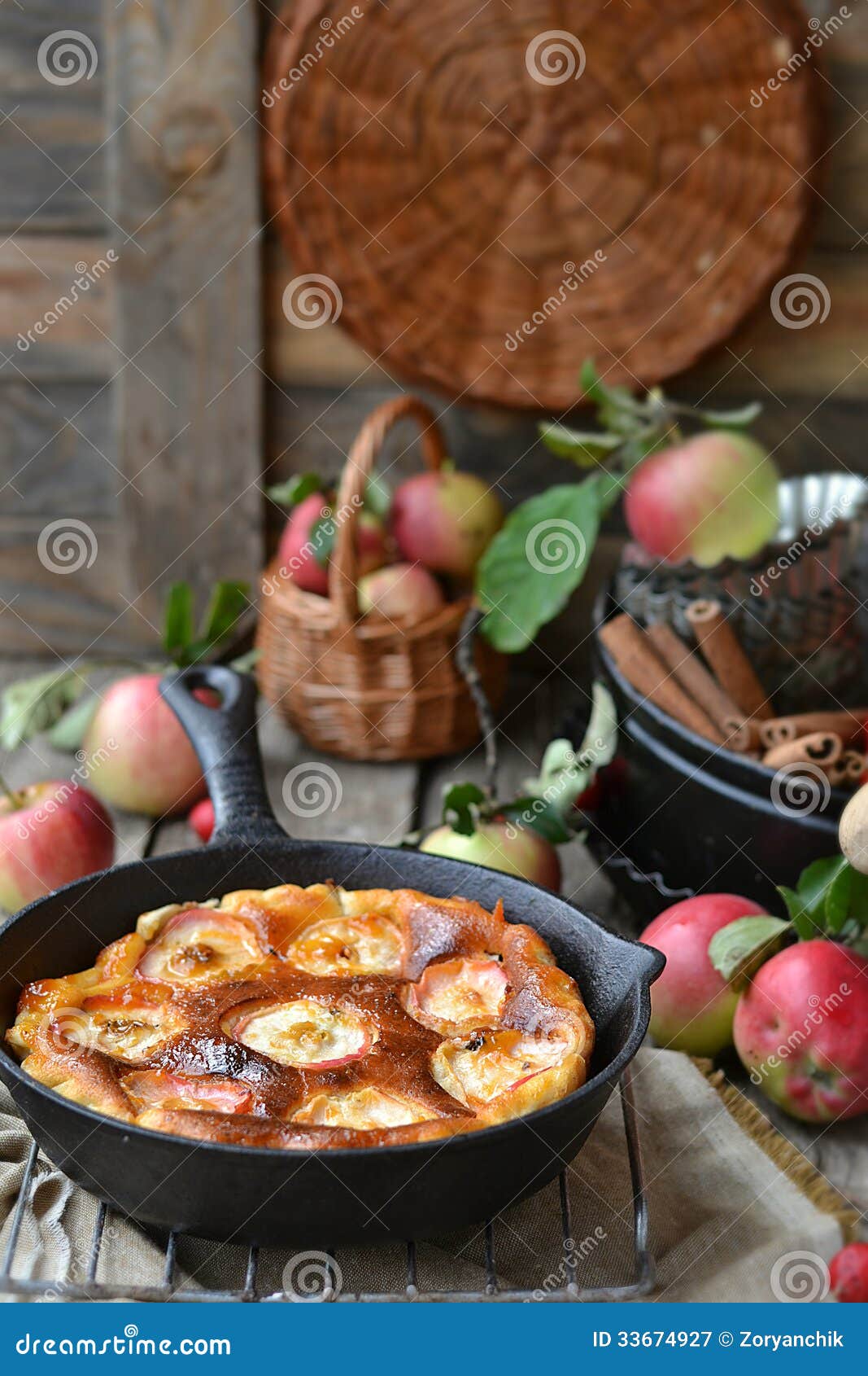 Rustic apples pie stock image. Image of fruits, baking - 33674927