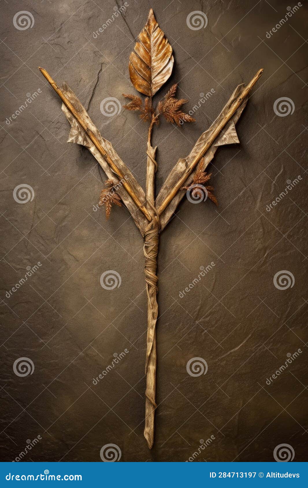 Rustic Arrow Made from Twigs and Leaves, Pointing Right Stock ...