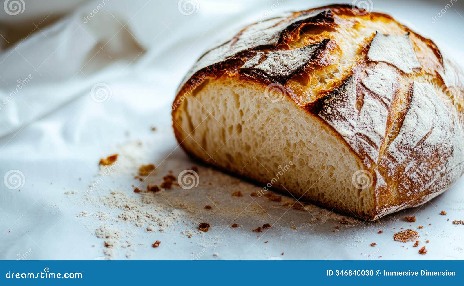 Rustic Artisan Bread Loaf Showing Crumb Texture Transparent Background ...