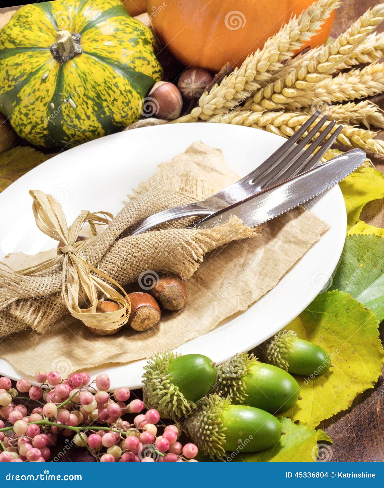 Rustic Autumn Table Setting Stock Photo - Image of napkin, menu: 45336804