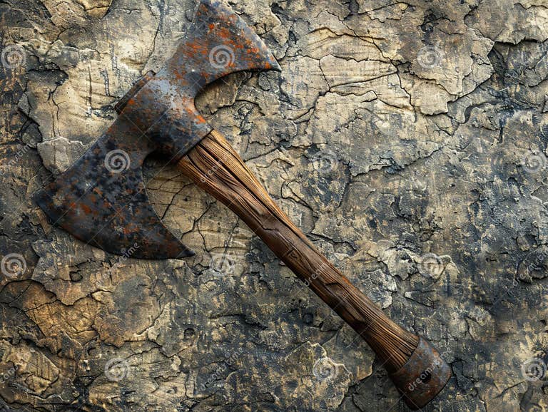 Rustic Axe on Cracked Stone Background Stock Illustration ...