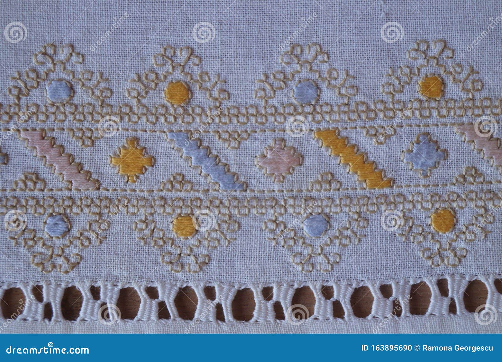 Background with Hand-sewn Pattern Stock Photo - Image of napkin, rustic ...