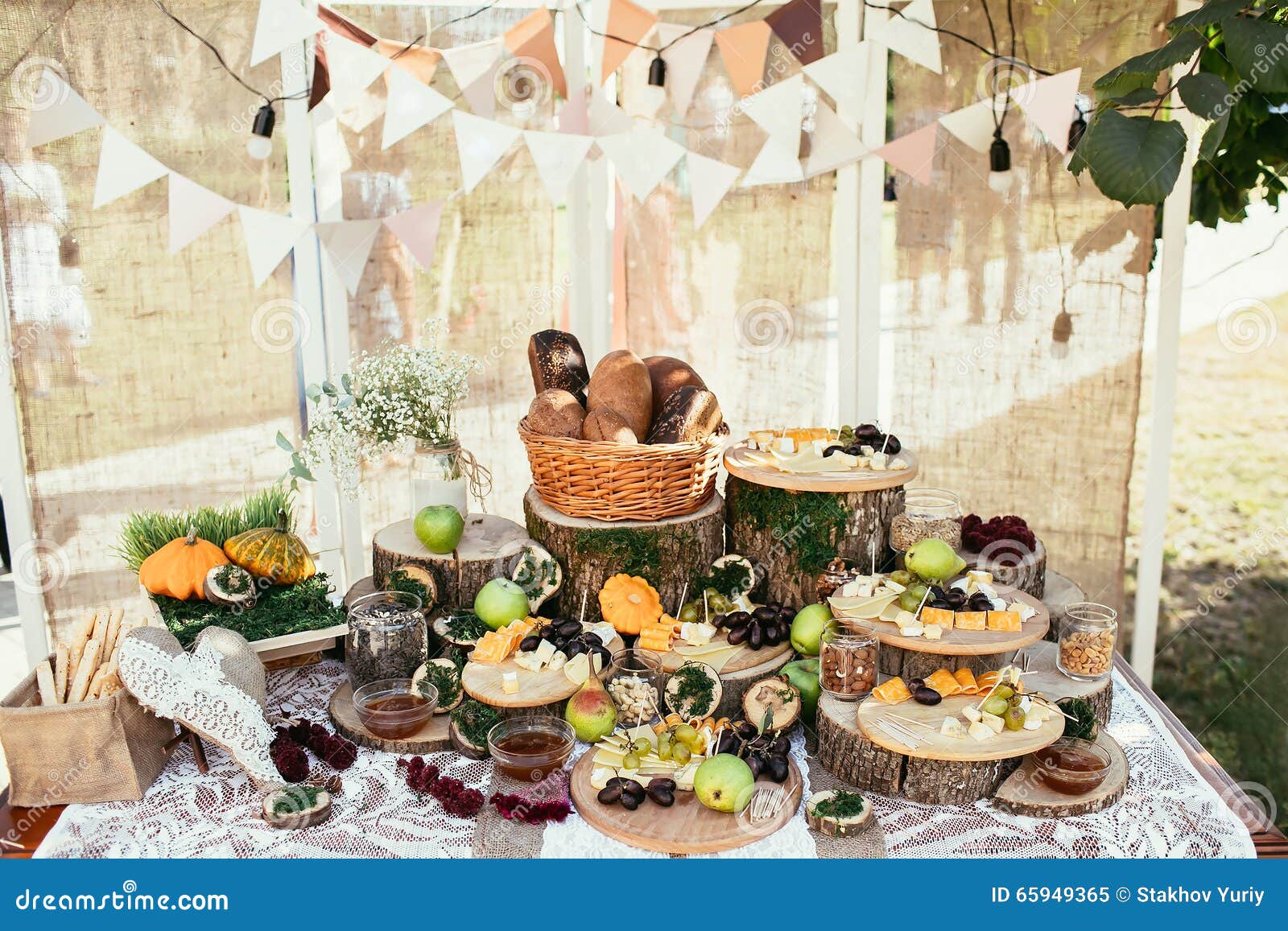 Rustic Bagging Candy Bar Set Up on Wedding Ceremony Place Stock Image ...