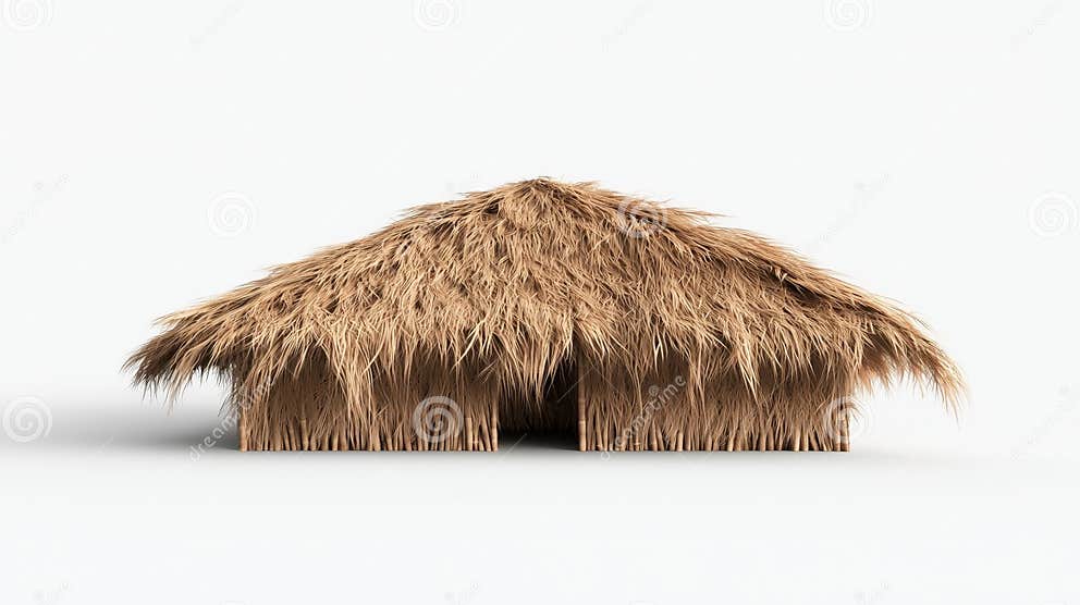 Rustic Bamboo Thatched Hut Front View on White Background for Design ...