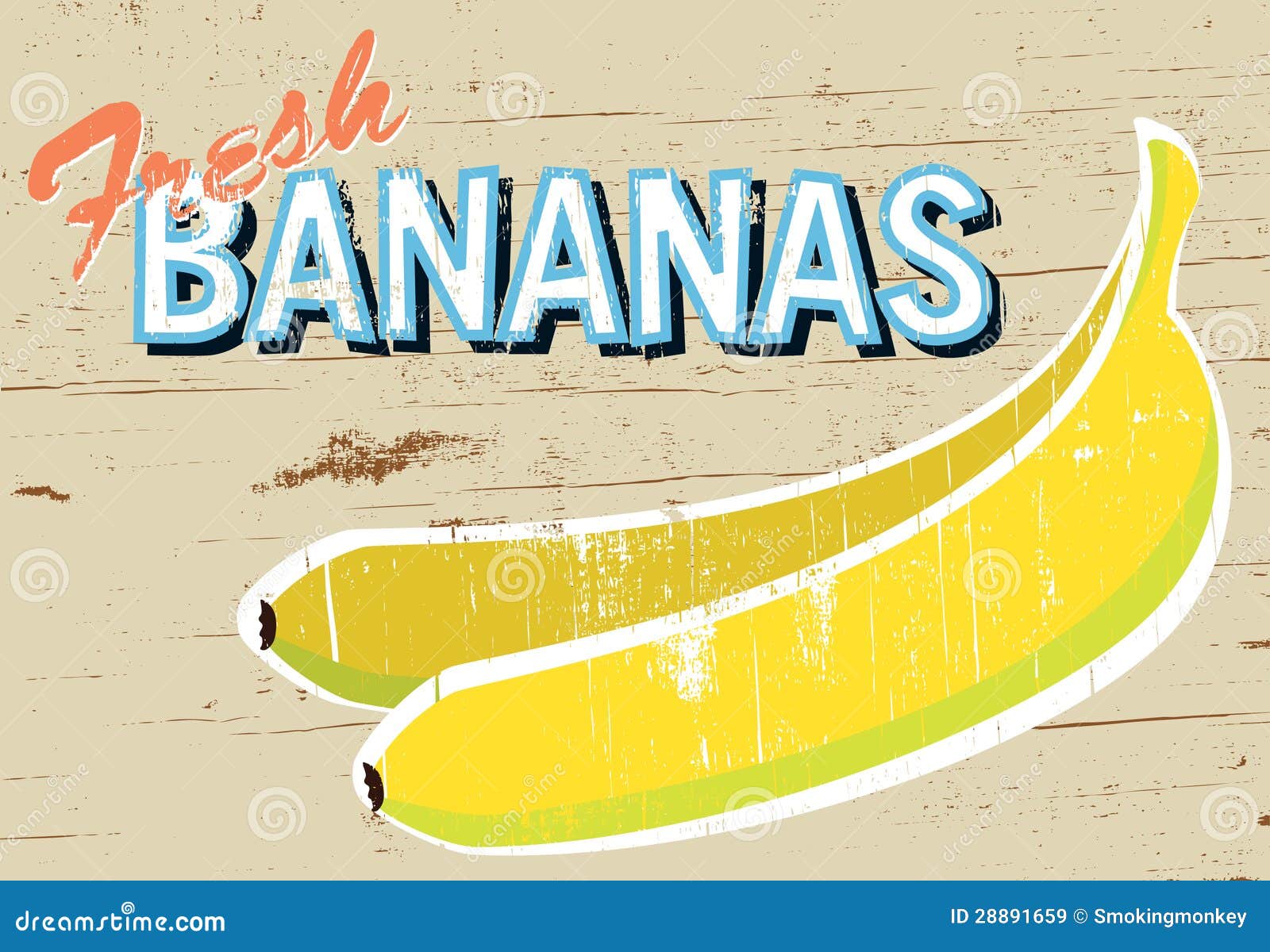 Rustic Bananas Sign stock vector. Illustration of painted - 28891659