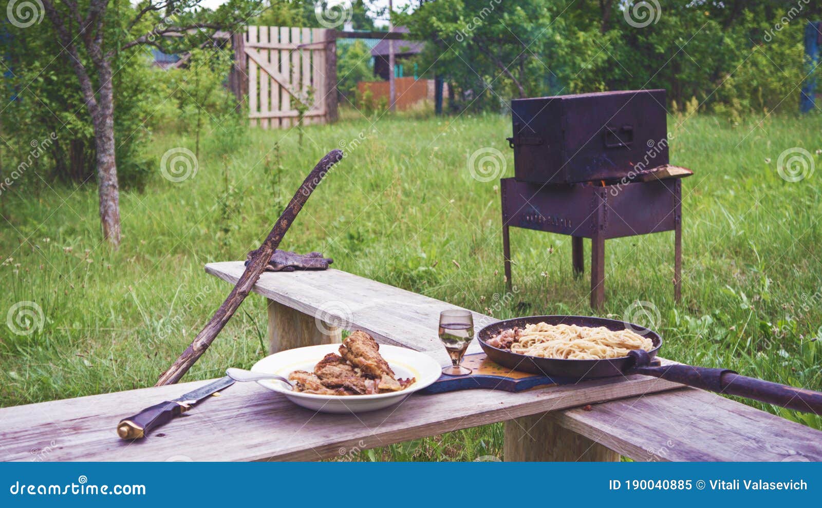 Rustic Barbecue. Cook in the Fresh Air Stock Image - Image of sauce ...