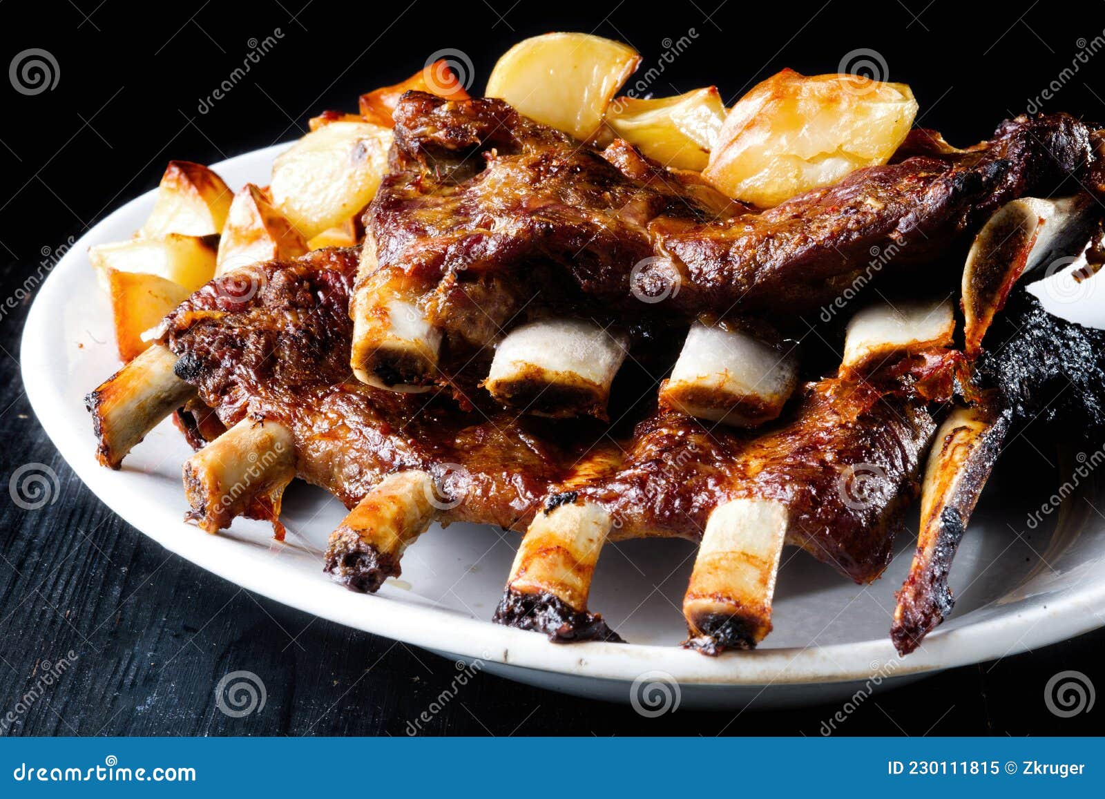 Rustic barbequed pork ribs stock image. Image of closeup - 230111815