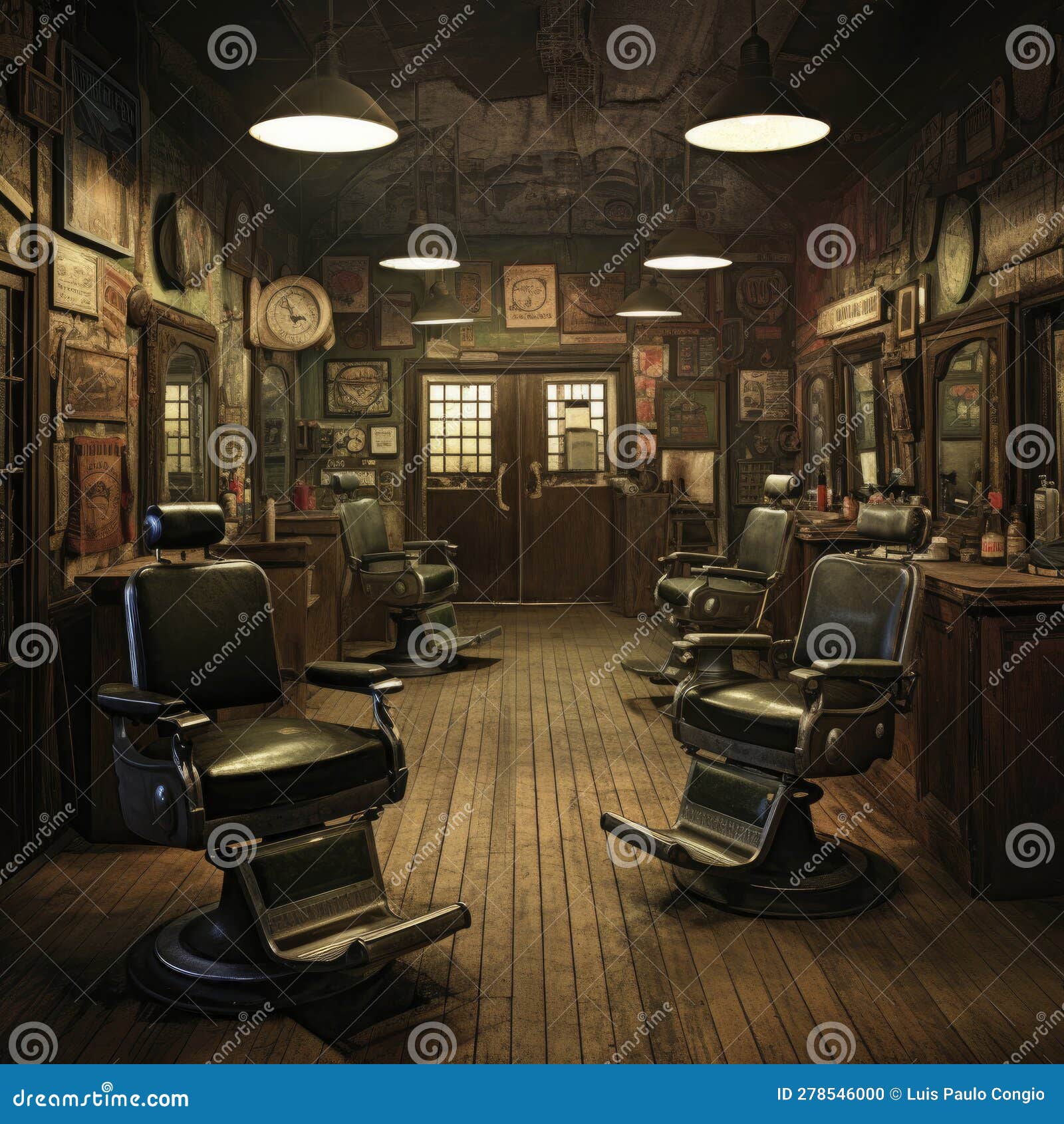 A Rustic Barbershop, Hair Salon Stock Illustration - Illustration of ...